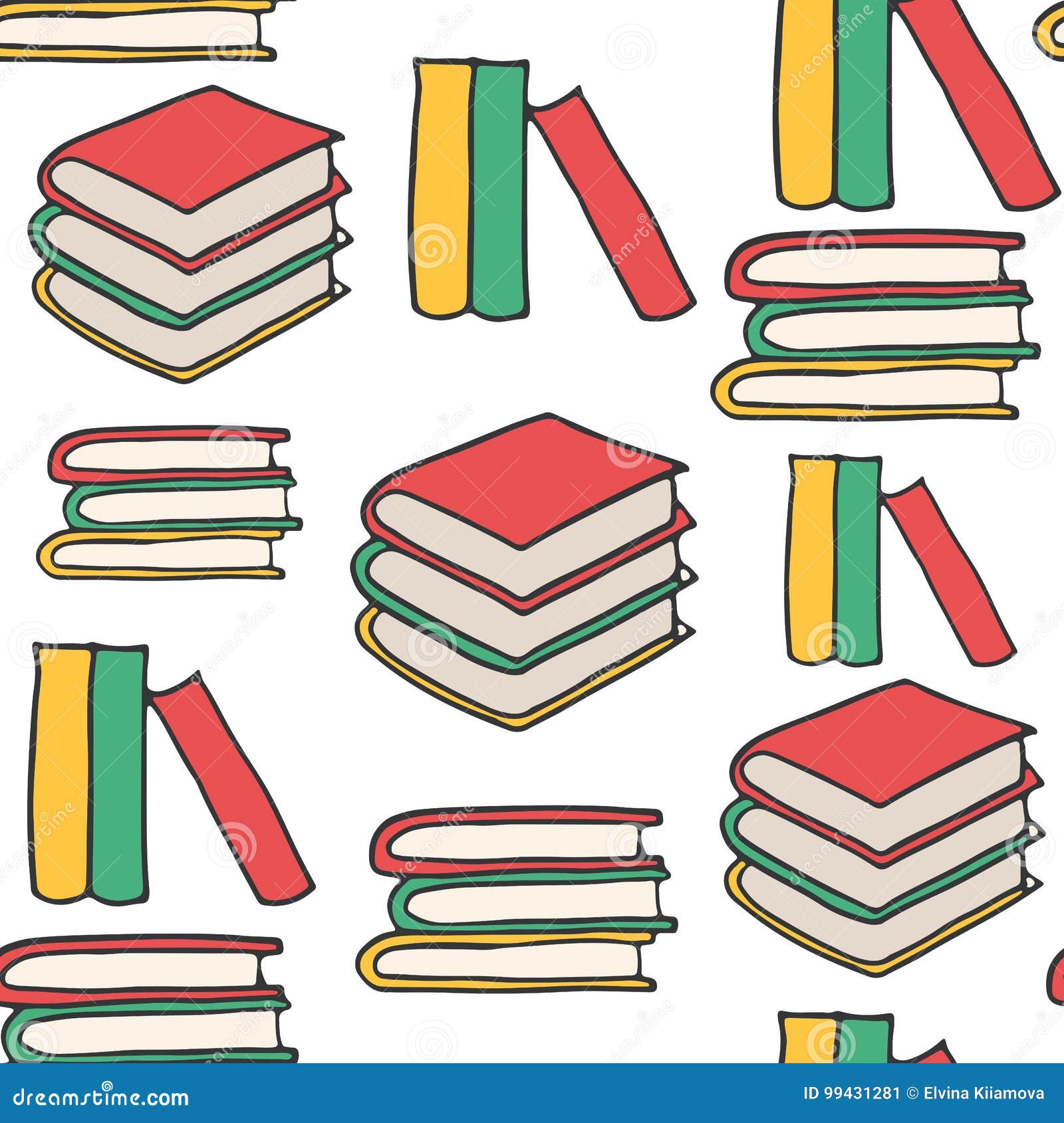 Hand Drawn Books Seamless Pattern. Stock Vector - Illustration of ...