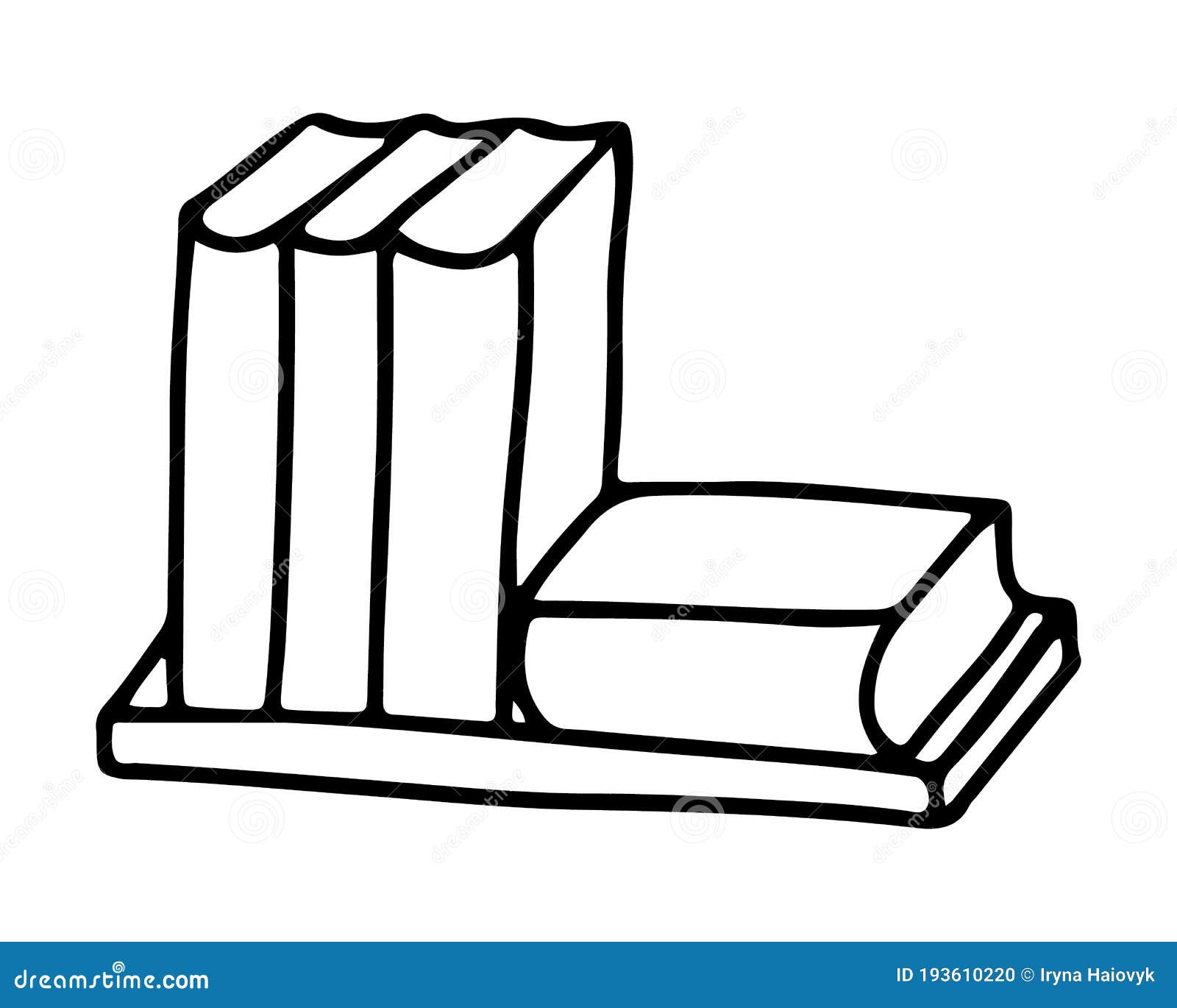 Hand Drawn Bookshelf with Books. Doodle Style Stock Illustration ...