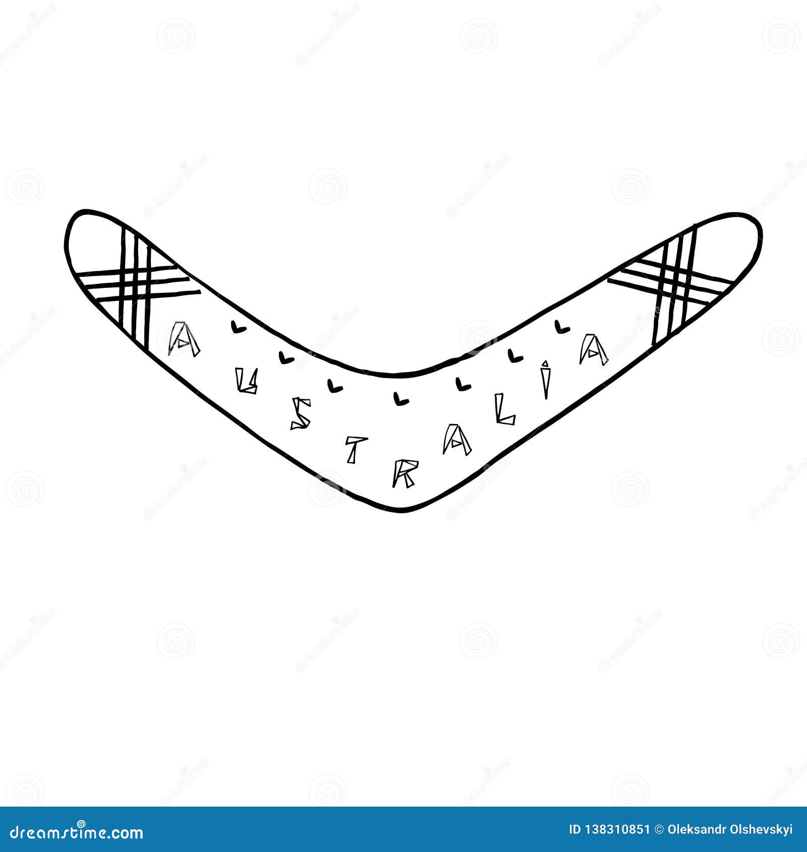 Hand Drawn Boomerang Doodle Decoration Element Stock Vector
