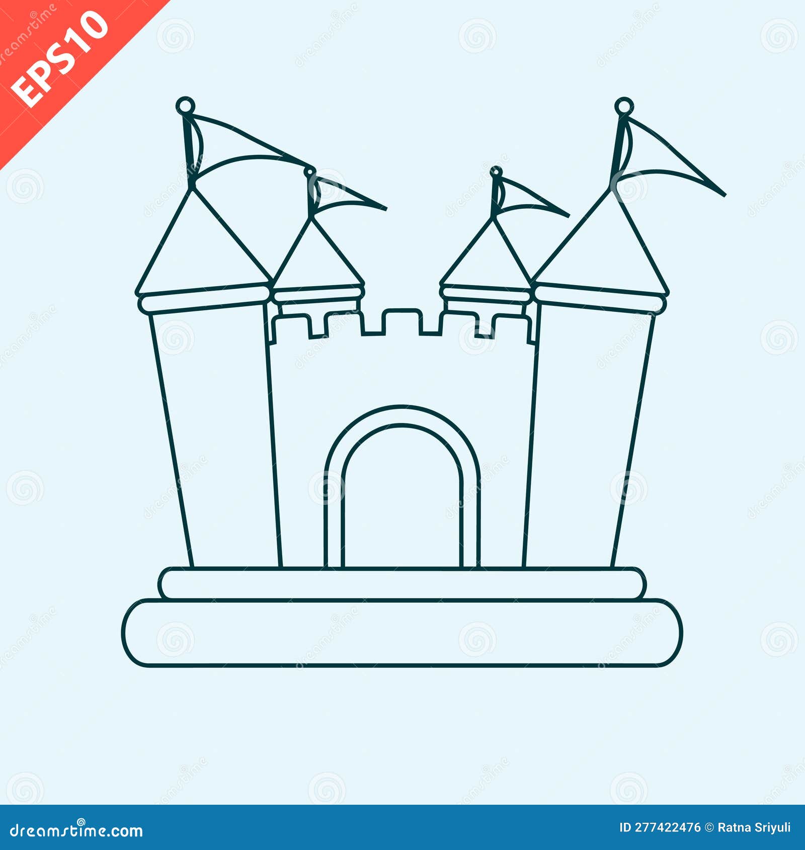 Hand Drawn Bounce House Design Vector Flat Isolated Illustration Stock ...