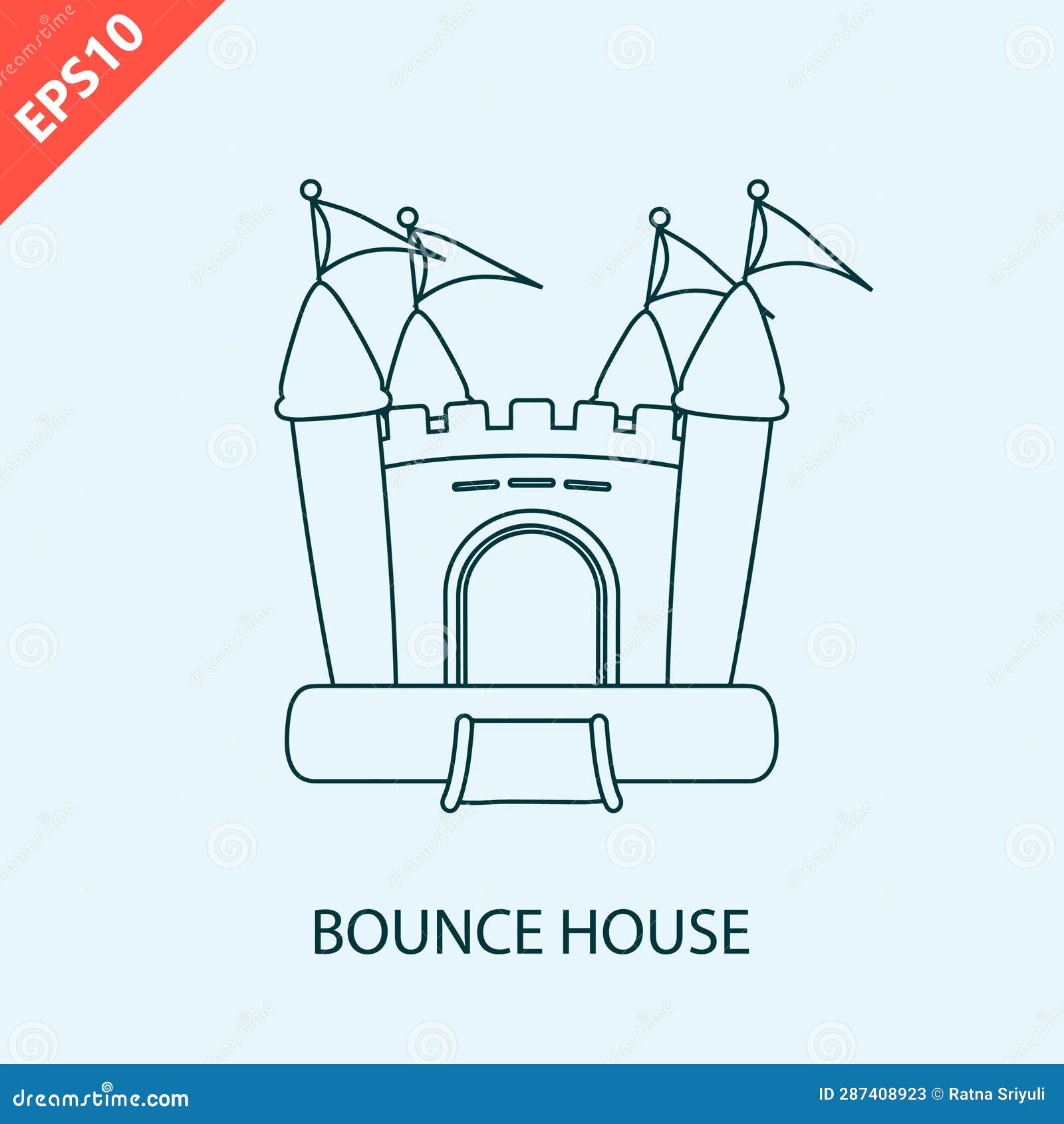 Hand Drawn Bounce House Icon Design Vector Illustration Stock Vector ...
