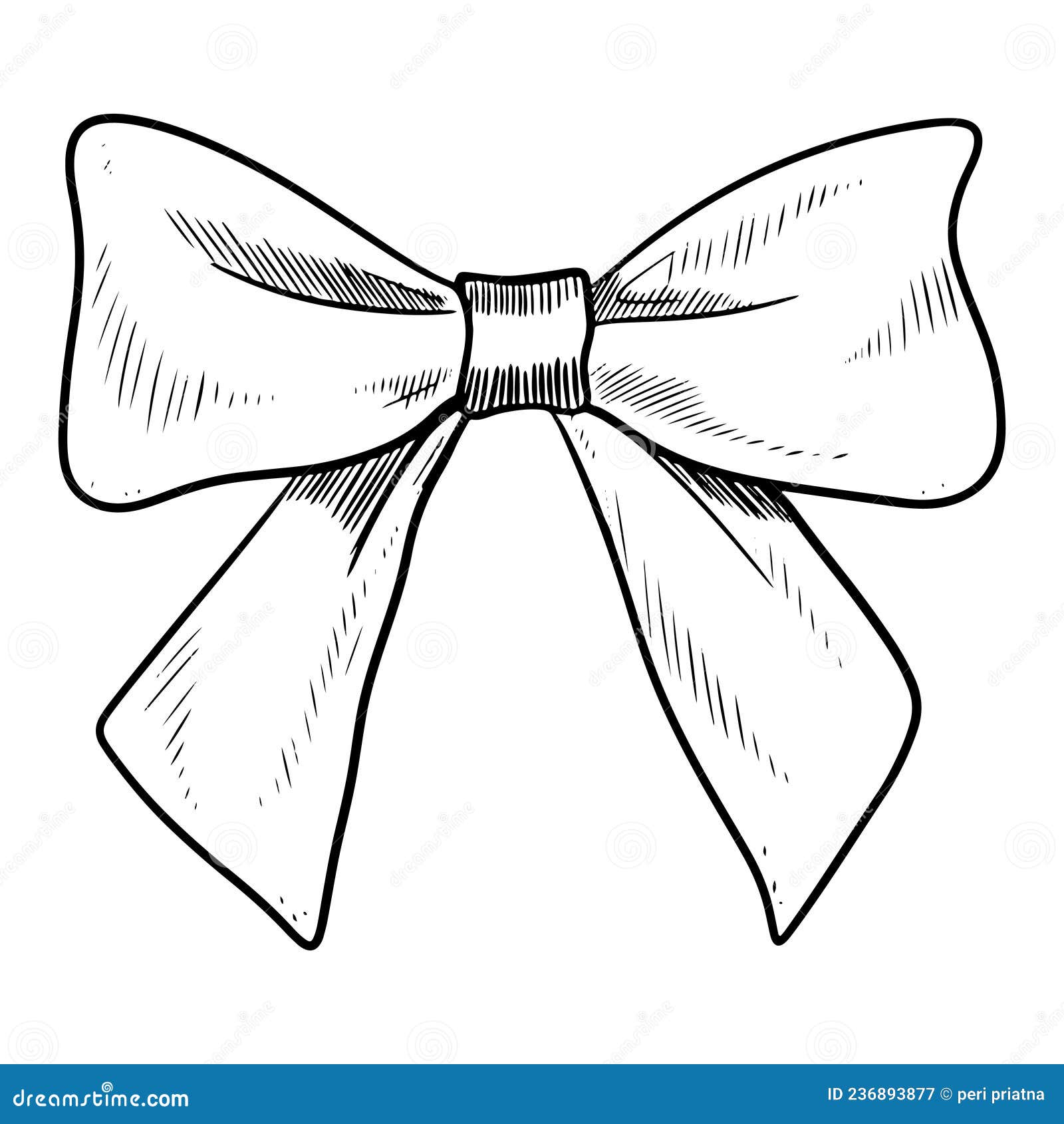 Hand Drawn Bow Doodle Icon Isolated on White Background. Vector ...