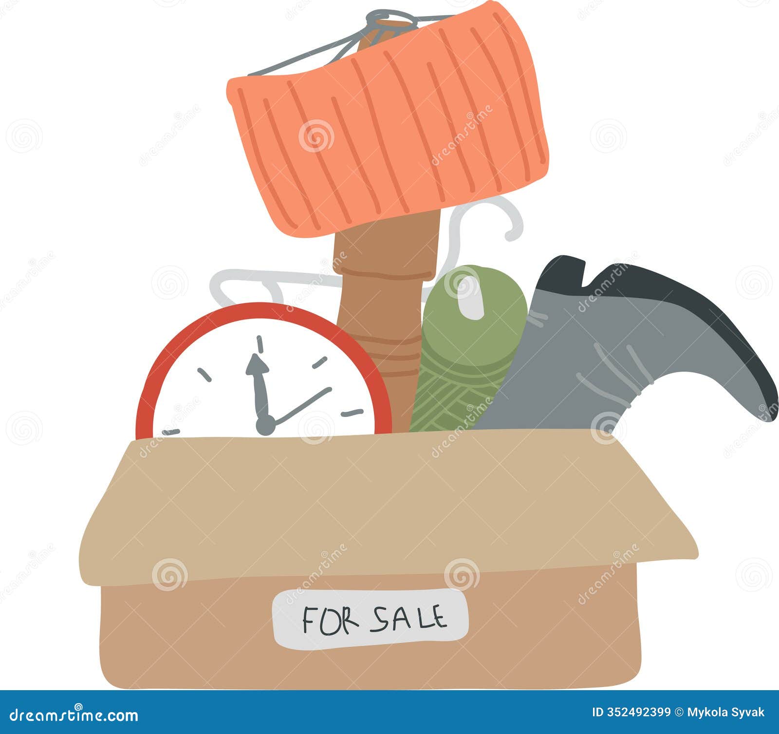 Hand Drawn Box with Stuff for Sale Stock Illustration - Illustration of ...