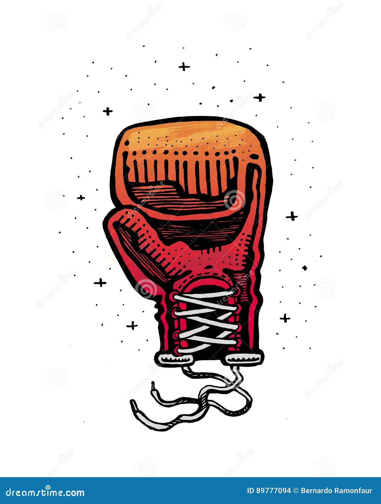 Hand Drawn Boxing Glove Vector Illustration Stock Vector - Illustration ...