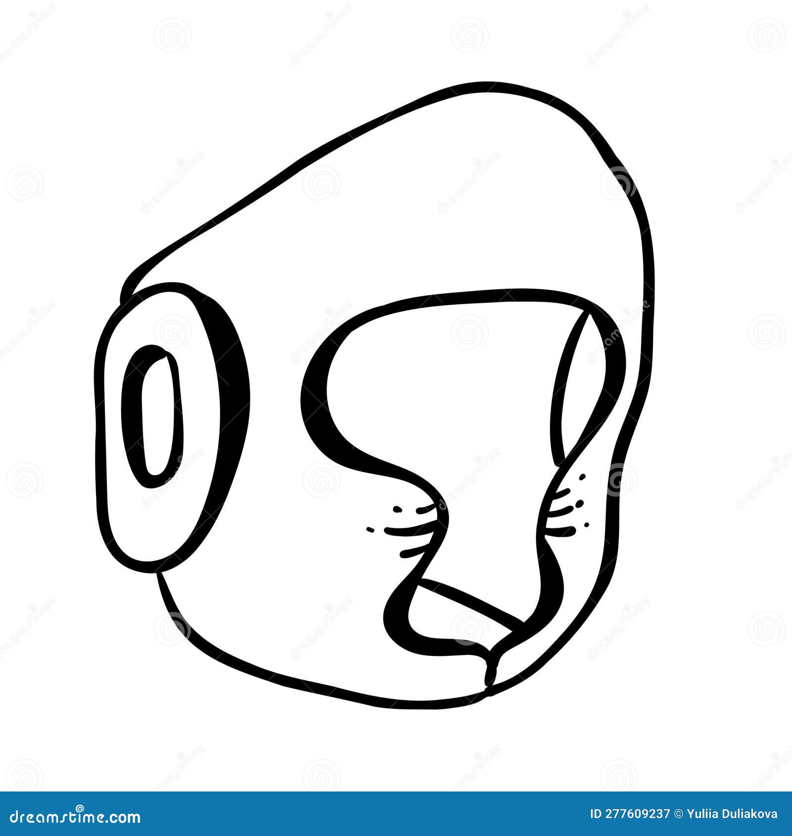 Hand Drawn Boxing Helmet. Flat Vector Illustration Isolated on White ...