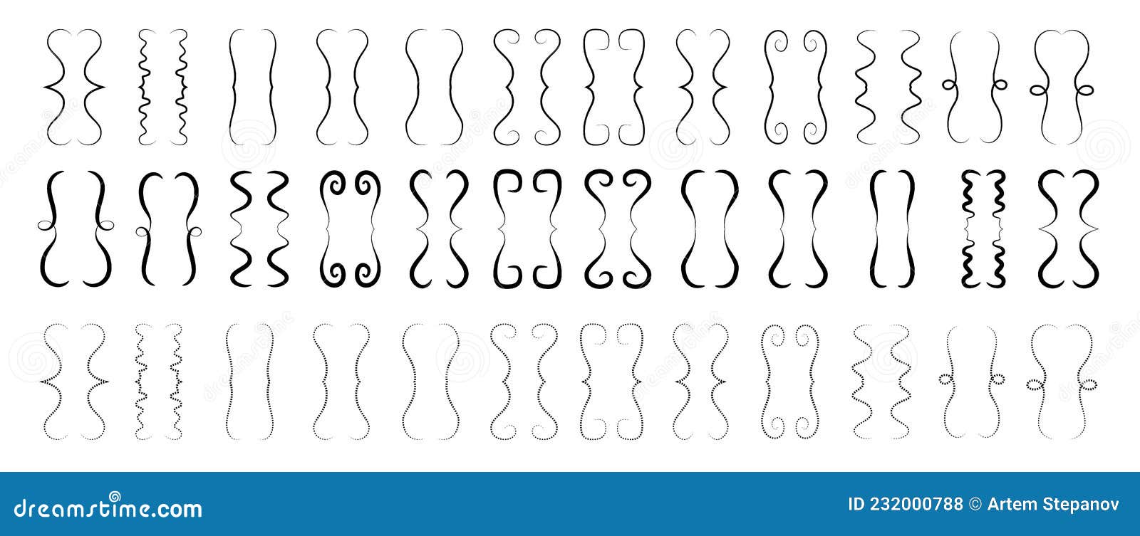 Brace Bracket Curly Brackets Icons Vintage Calligraphic Typographic