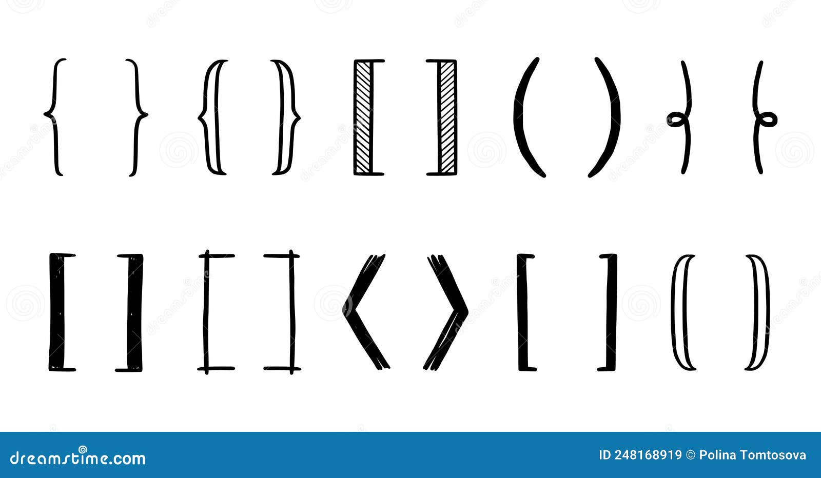 Hand Drawn Bracket, Parenthesis Element. Doodle Sketch Bracket Stock ...