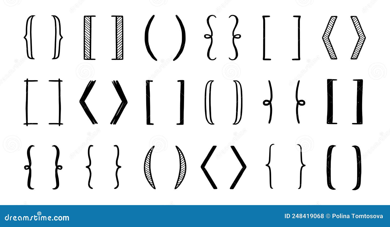 Hand Drawn Bracket, Parenthesis Element. Doodle Sketch Bracket Stock ...
