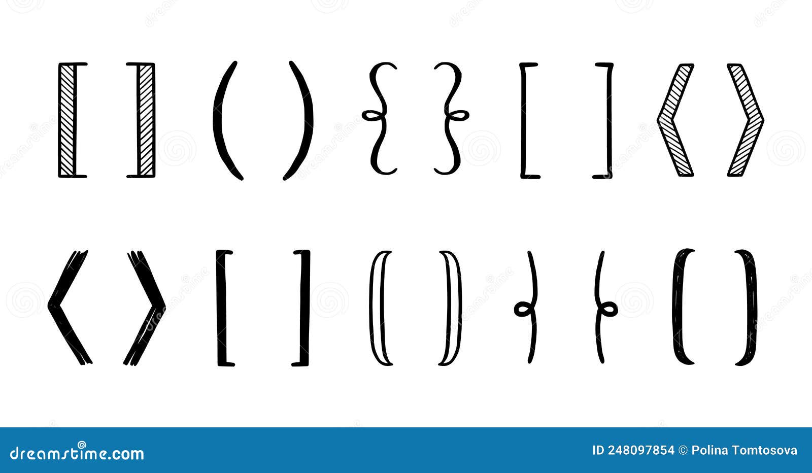 Bracket Parenthesis Icons Set. Different Types Of Brackets And ...