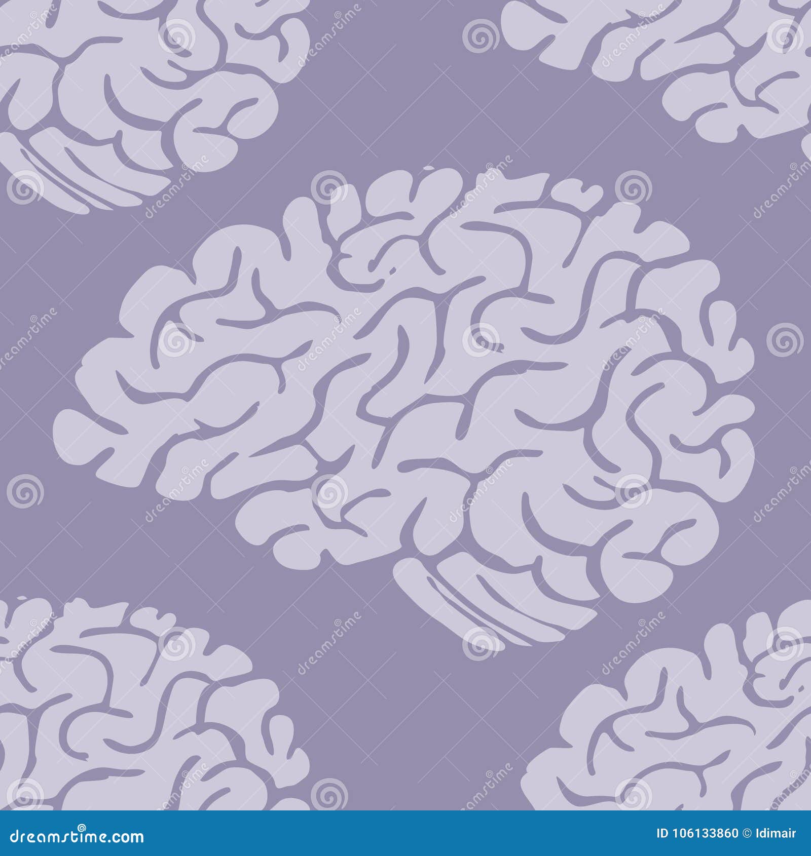 Hand Drawn Brain Seamless Pattern Background. Vector Stock Vector ...