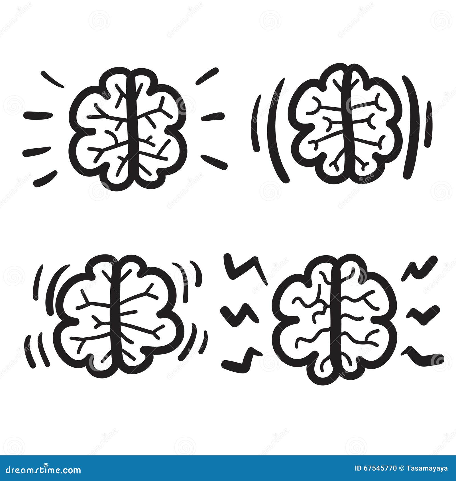 Hand Drawn Brain Set Vector Icon Illustration Stock Vector ...