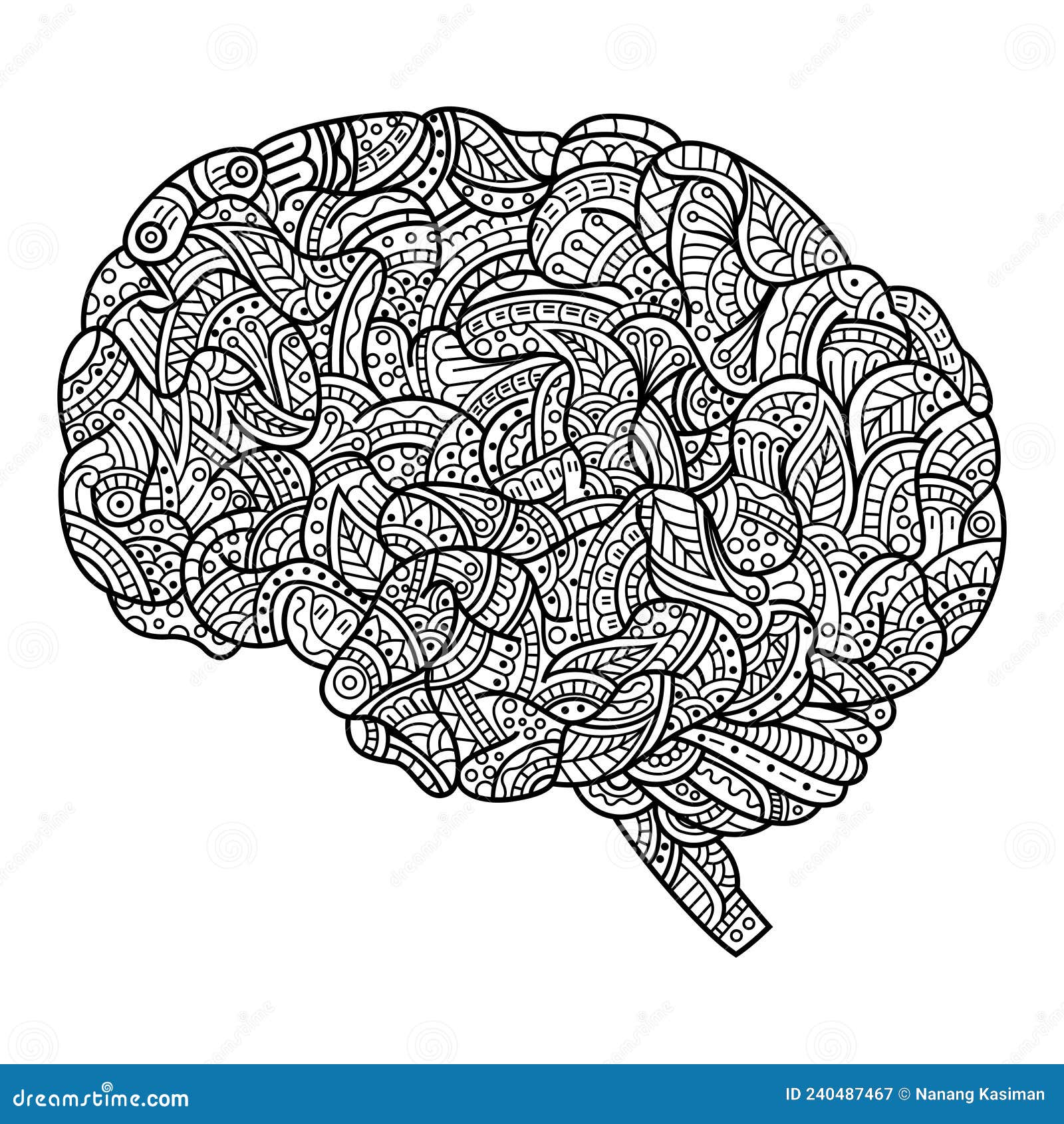 Hand Drawn of Brain in Zentangle Style Stock Vector - Illustration of ...
