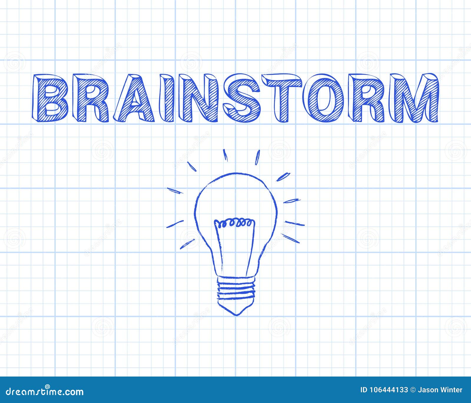 Brainstorm Light Bulb Graph Paper Cartoon Vector | CartoonDealer.com ...