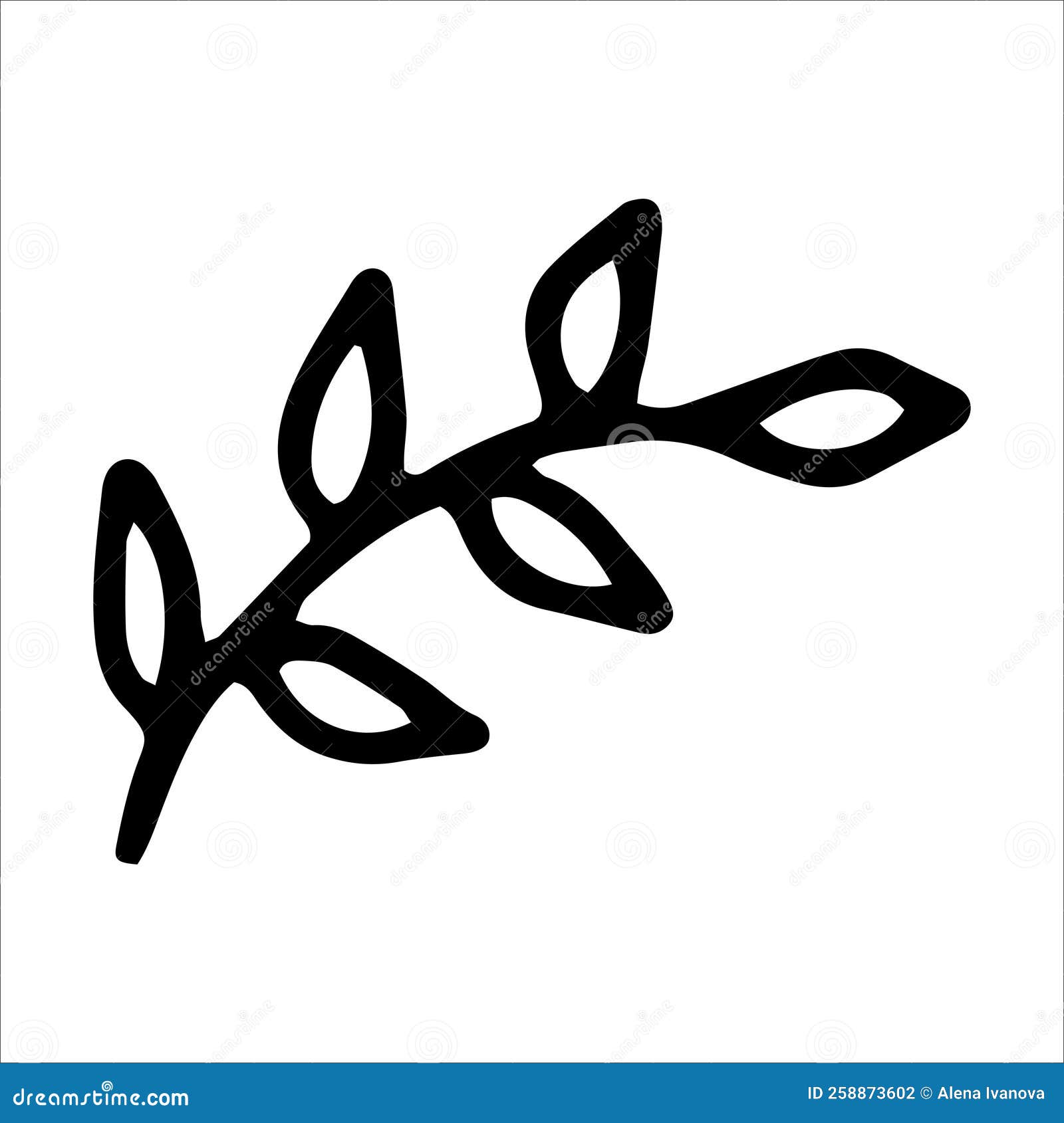 Hand Drawn Branch with Leaves Doodle Vector Illustration Isolated on ...