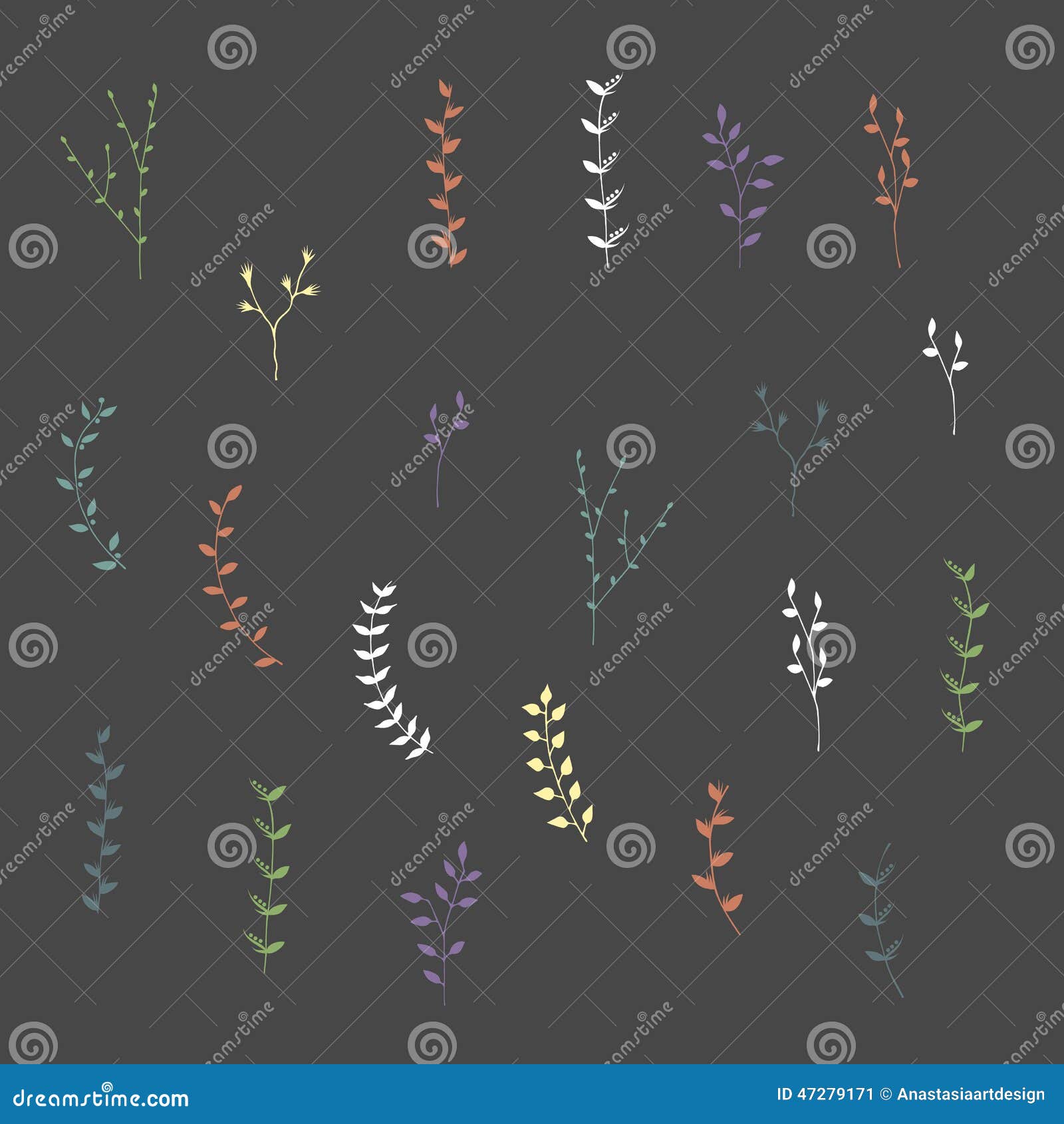 Hand-drawn Branches Graphic Design Elements Set Stock Vector ...