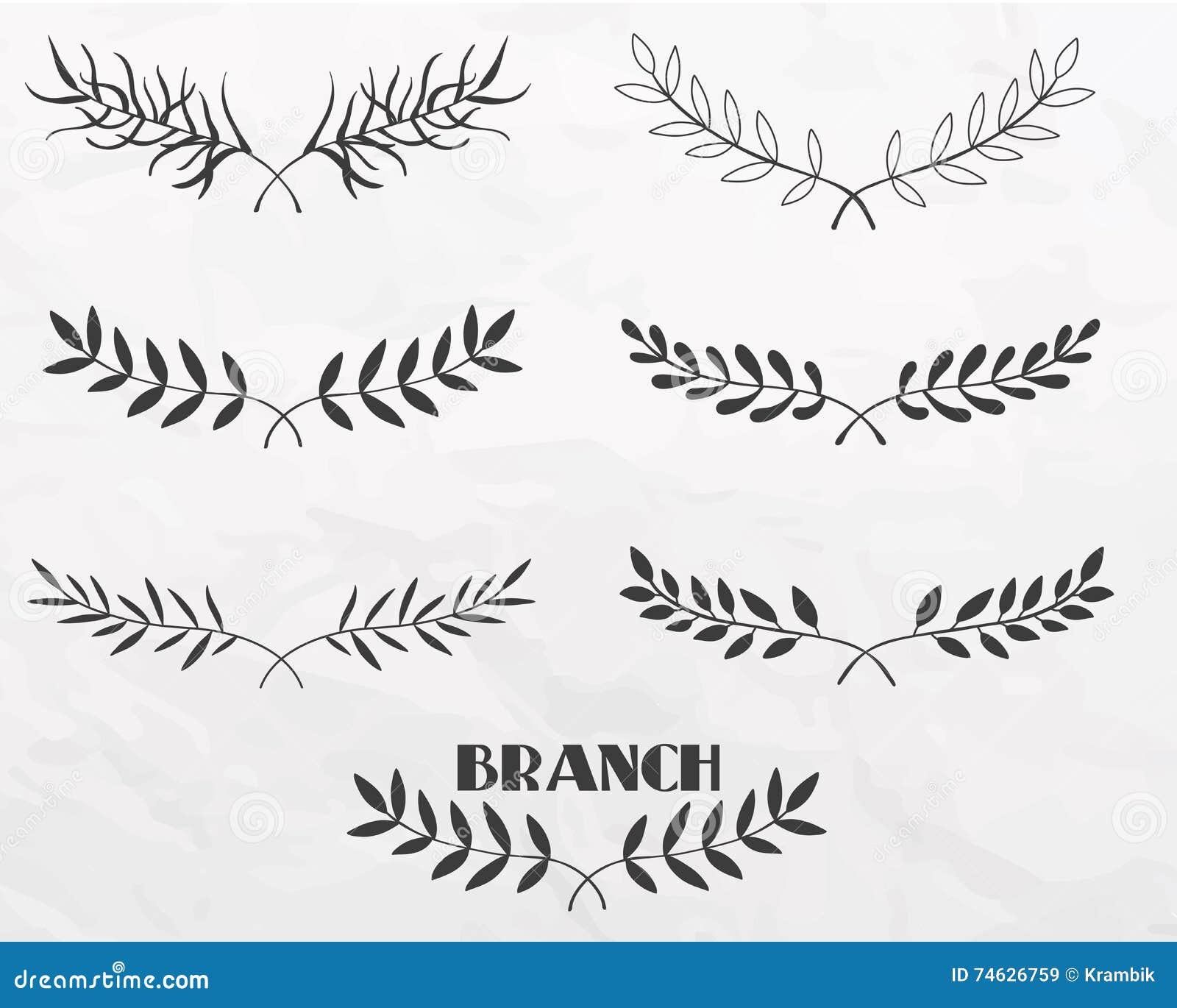 Hand drawn branches stock vector. Illustration of brush - 74626759