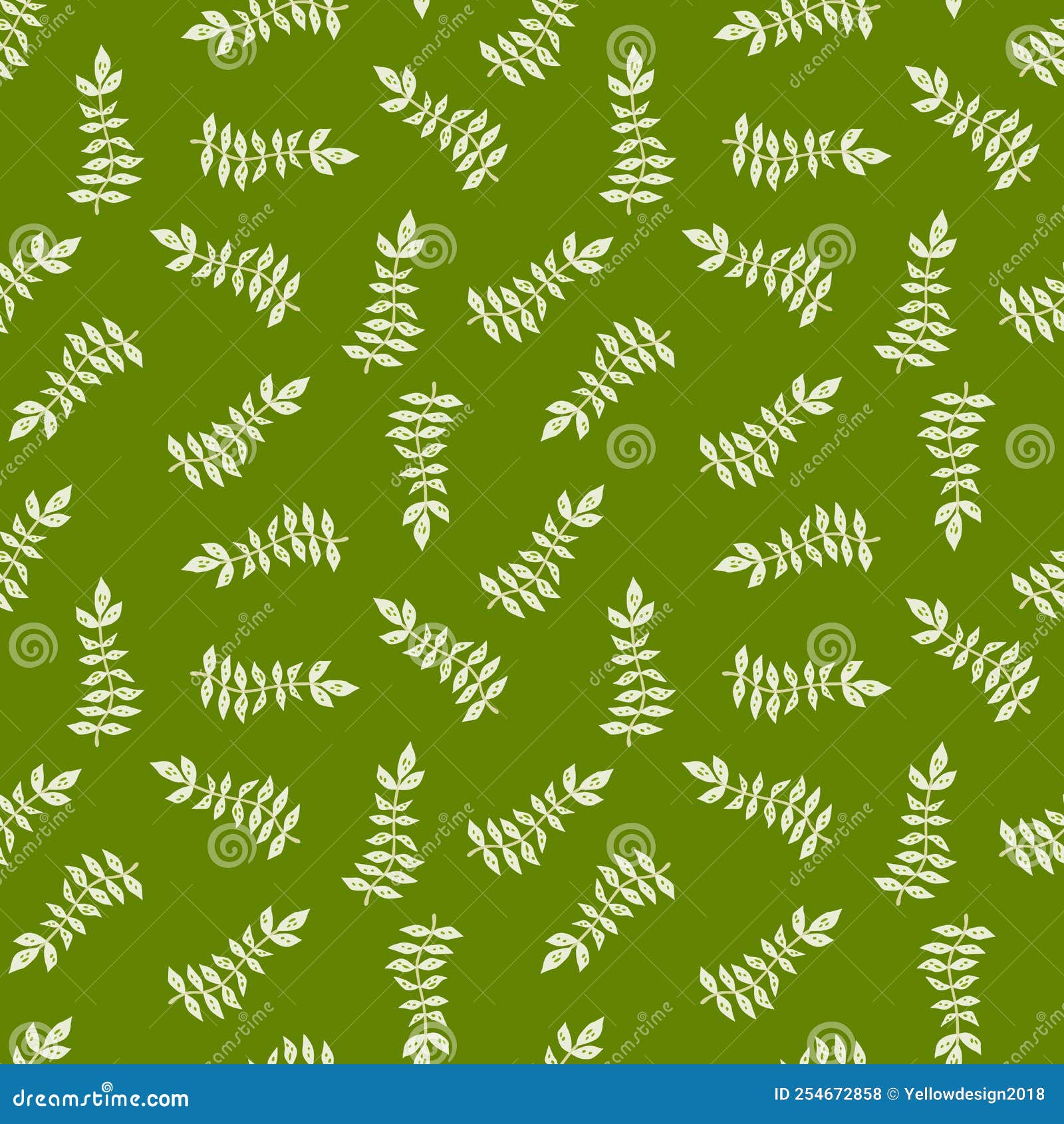 Hand Drawn Branches with Leaves Seamless Pattern. Simple Organic ...
