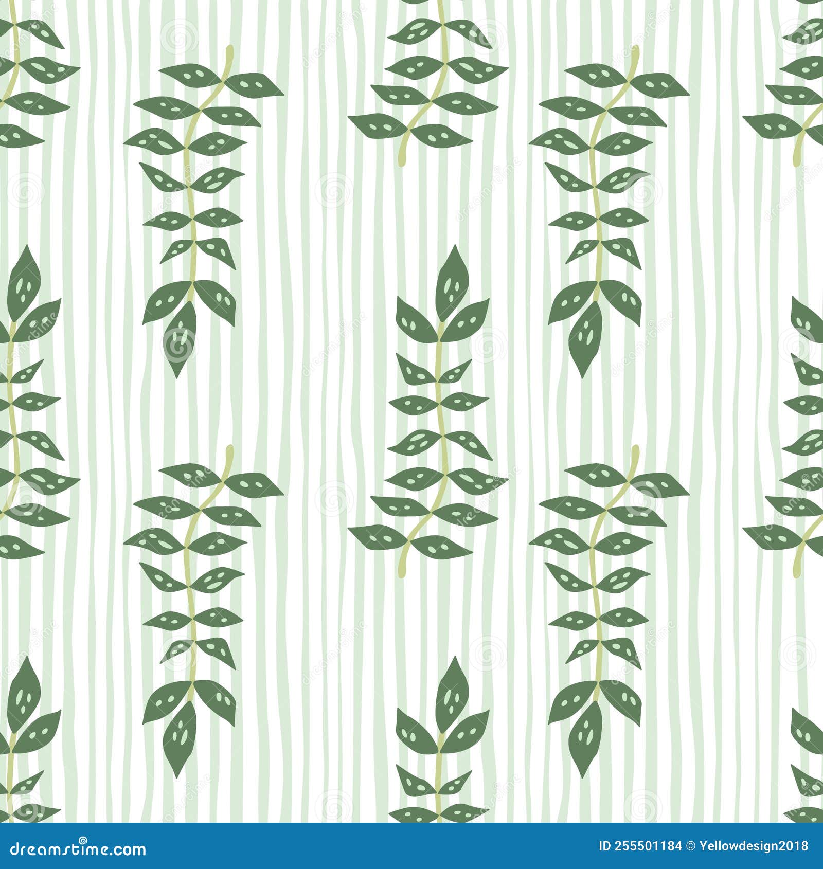 Hand Drawn Branches with Leaves Seamless Pattern. Simple Organic ...