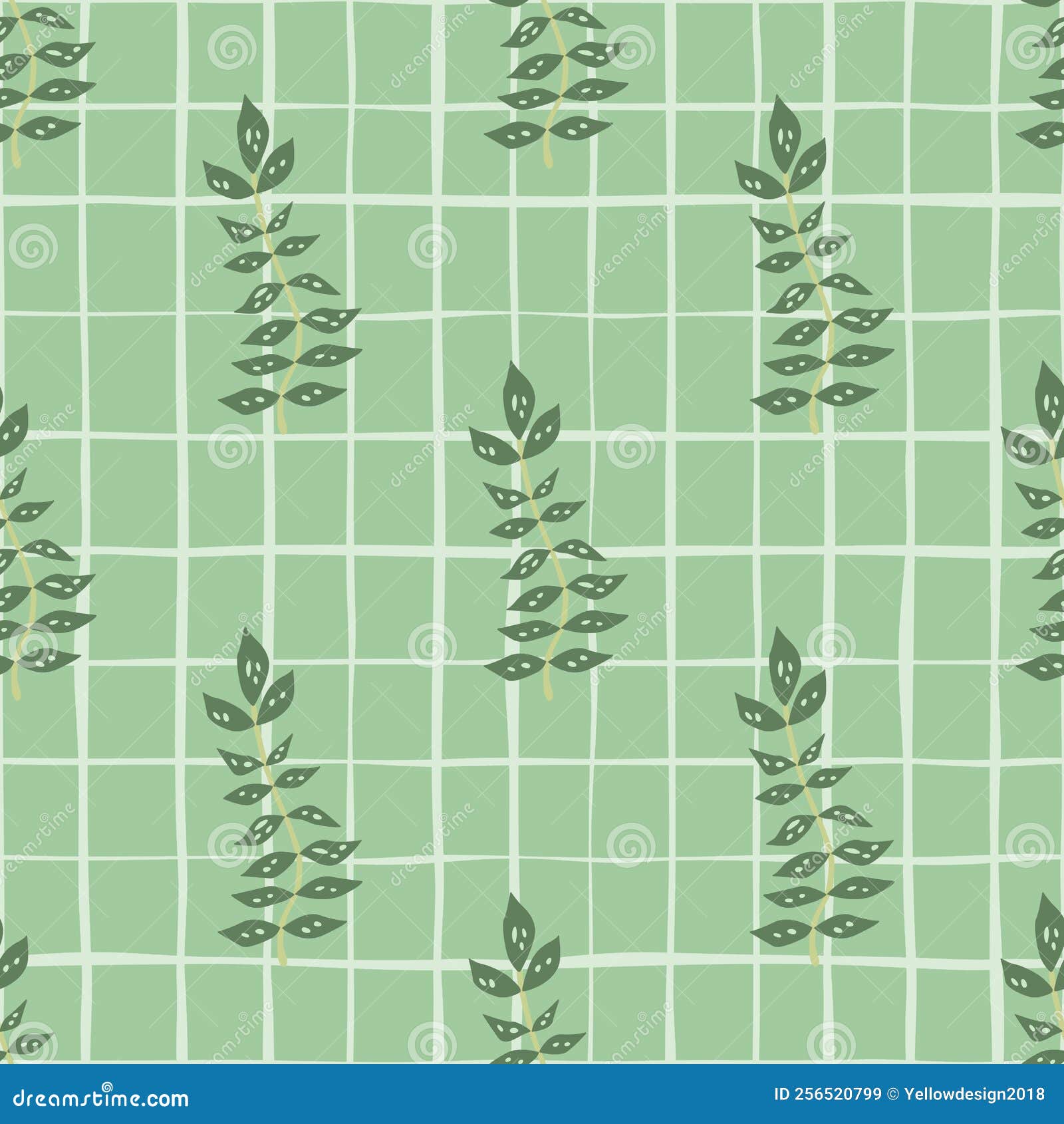 Hand Drawn Branches with Leaves Seamless Pattern. Simple Organic ...