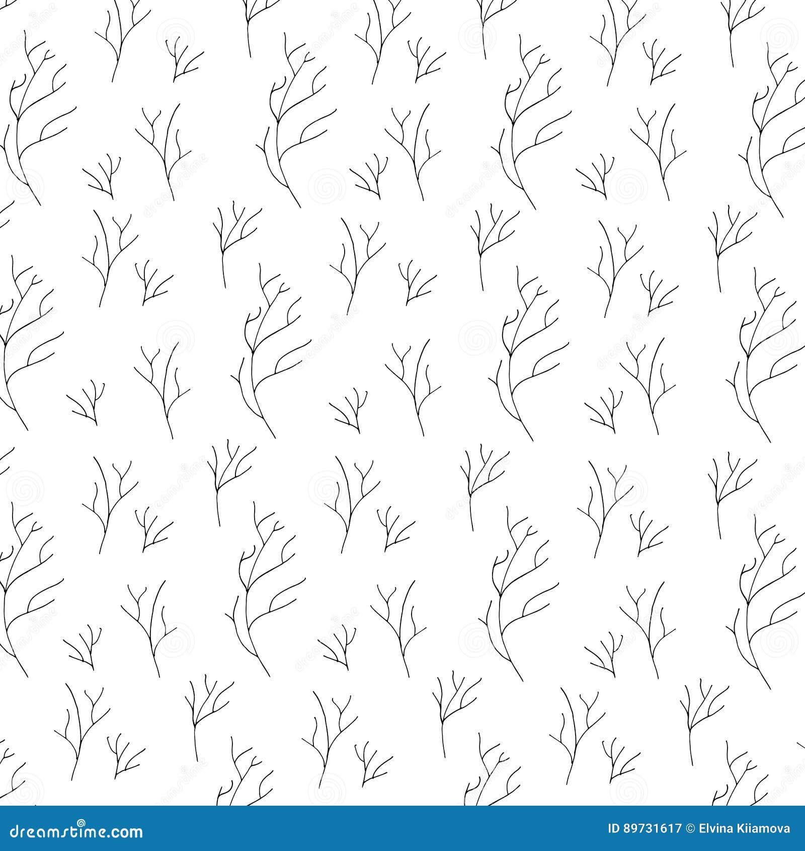 Hand Drawn Branches Pattern. Stock Vector - Illustration of elegant ...