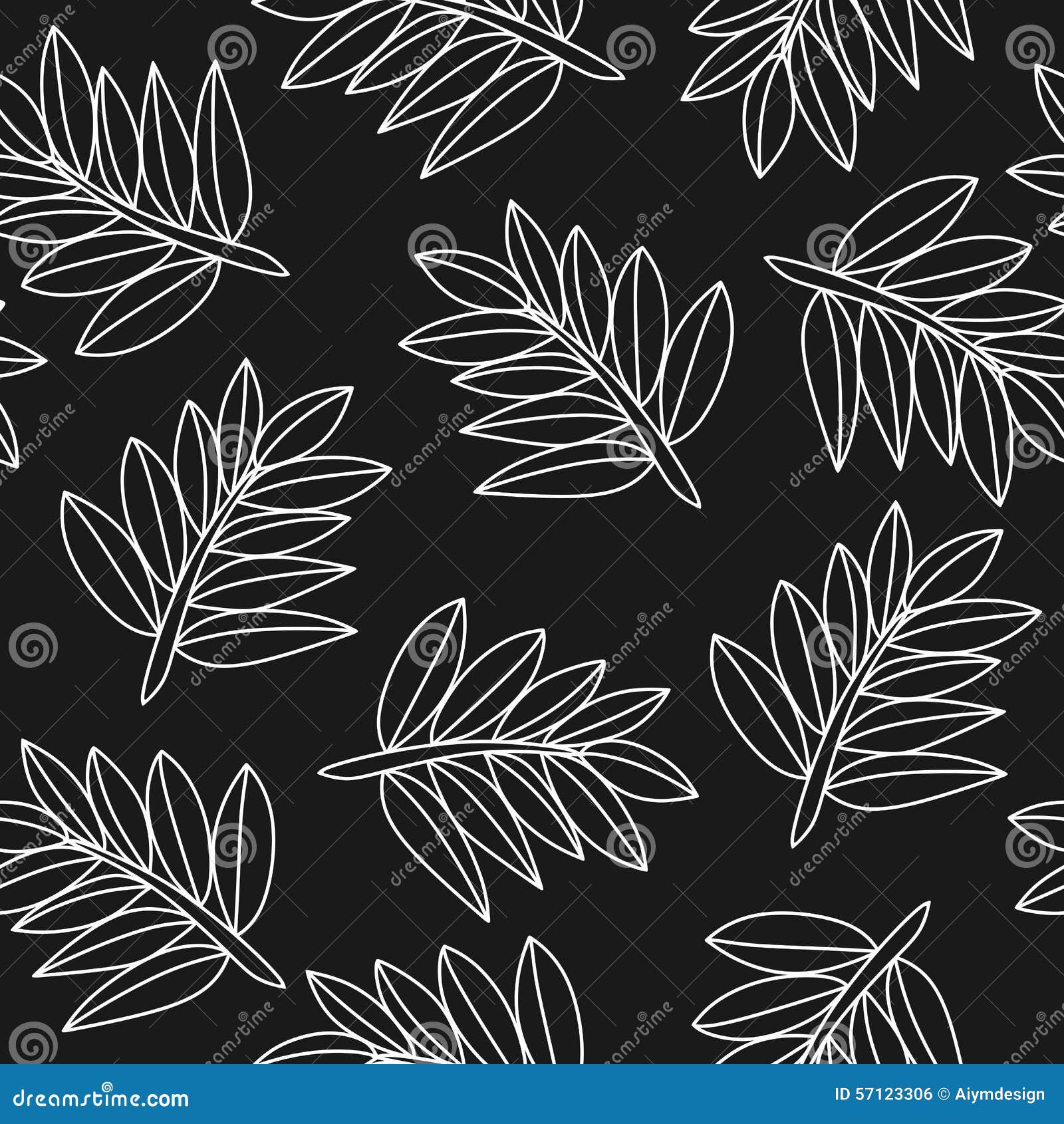 Hand Drawn Branches Seamless Pattern Stock Vector - Illustration of ...