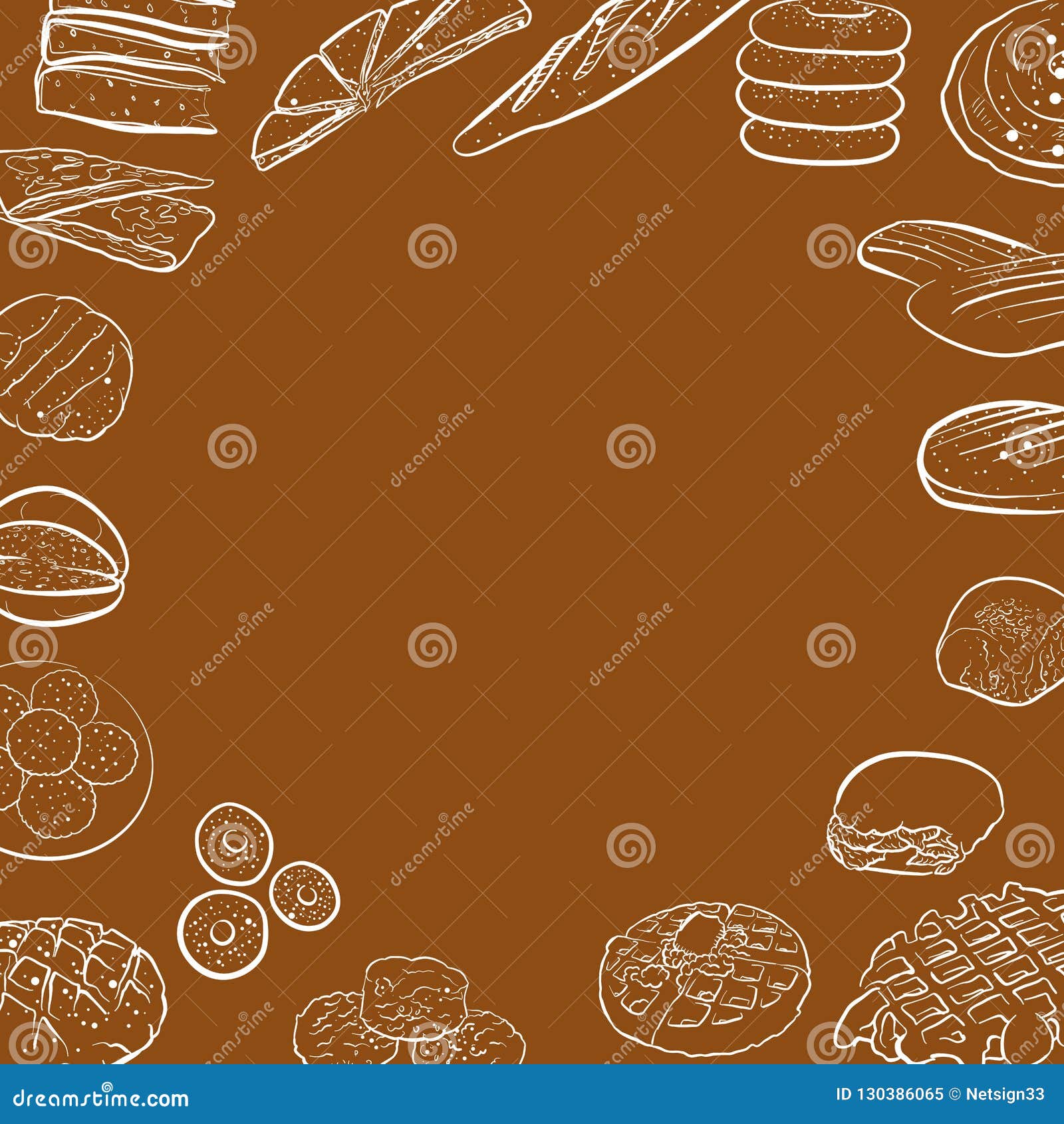 Hand Drawn Bread Icons, Menu Background Stock Vector - Illustration of ...