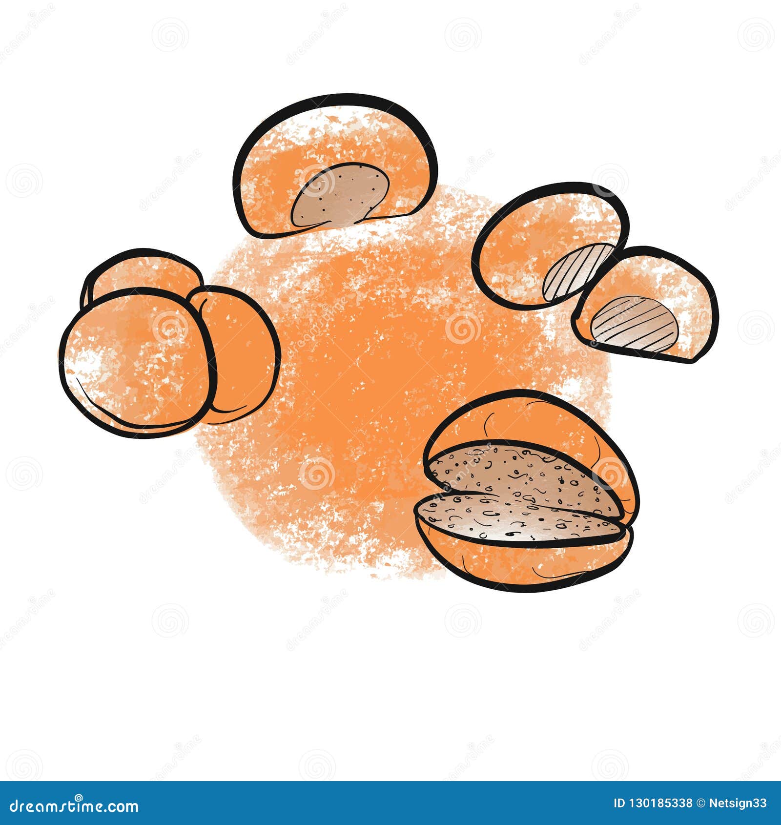 Hand drawn bread rolls stock vector. Illustration of retro - 130185338