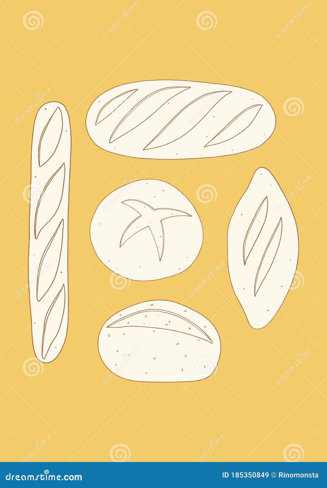 Hand Drawn Bread Types Line Illustration Stock Vector - Illustration of ...