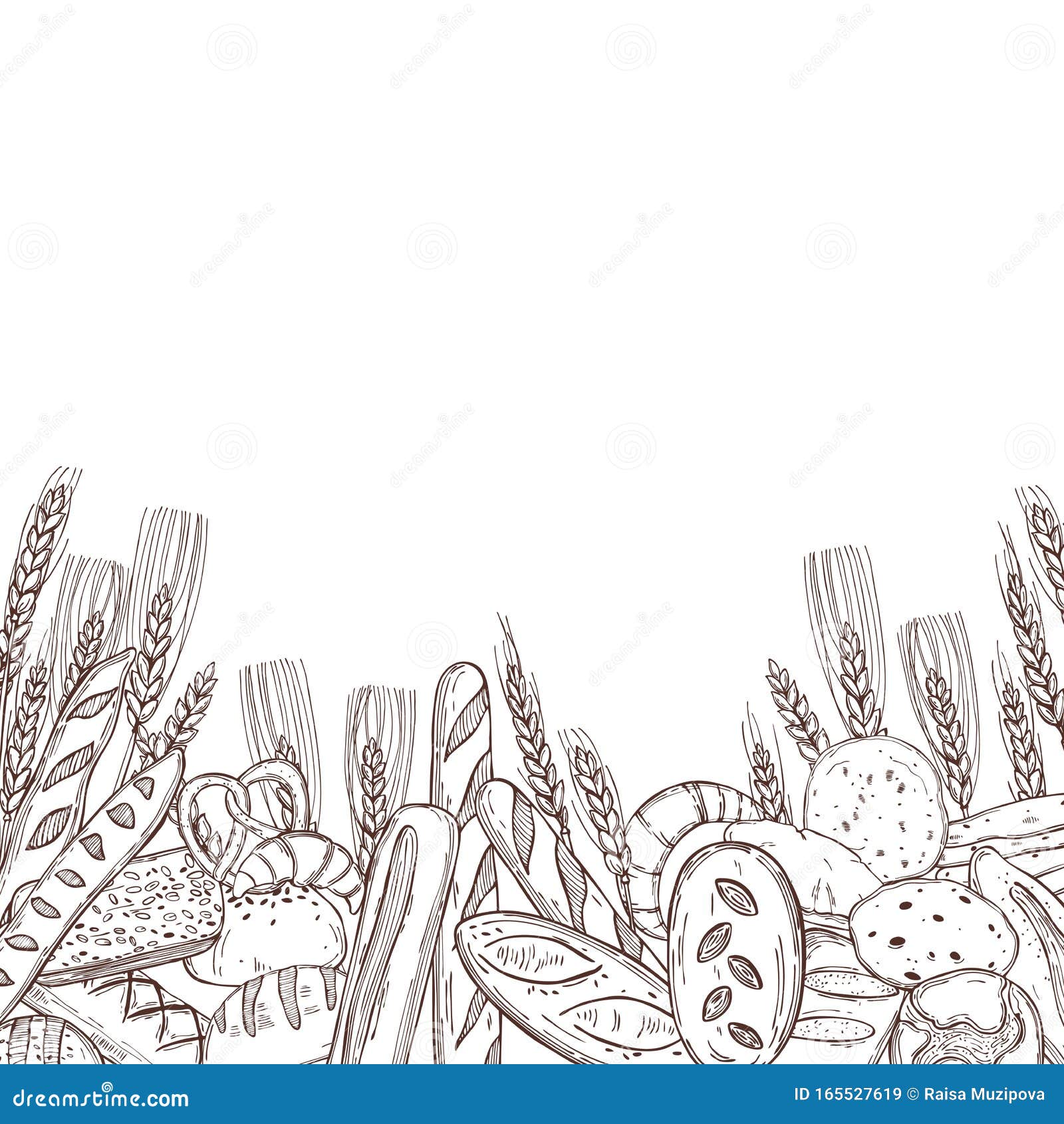 Hand Drawn Bread. Vector Background Stock Vector - Illustration of ...