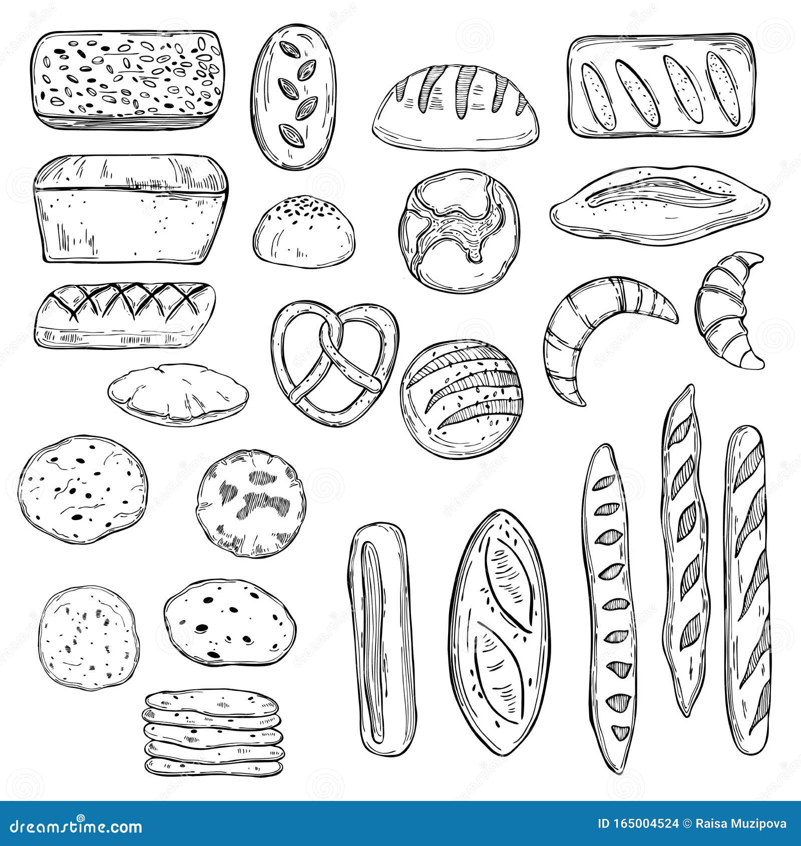 Hand Drawn Bread. Vector Sketch Illustration Stock Vector ...