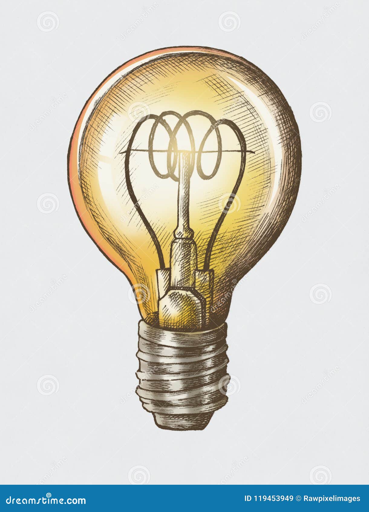 Hand-drawn Bright Light Bulb Illustration Stock Illustration ...