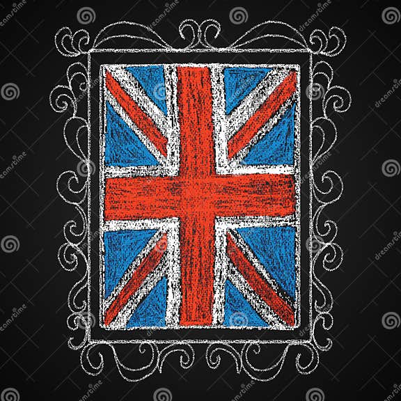 Hand drawn british flag. stock vector. Illustration of drawn - 39668902