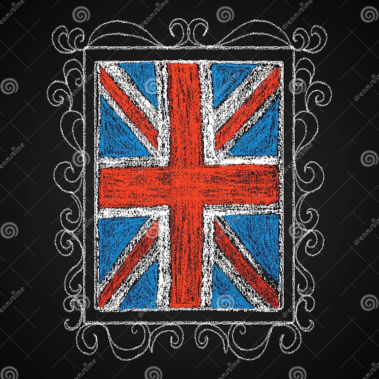 Hand drawn british flag. stock vector. Illustration of drawn - 39668902