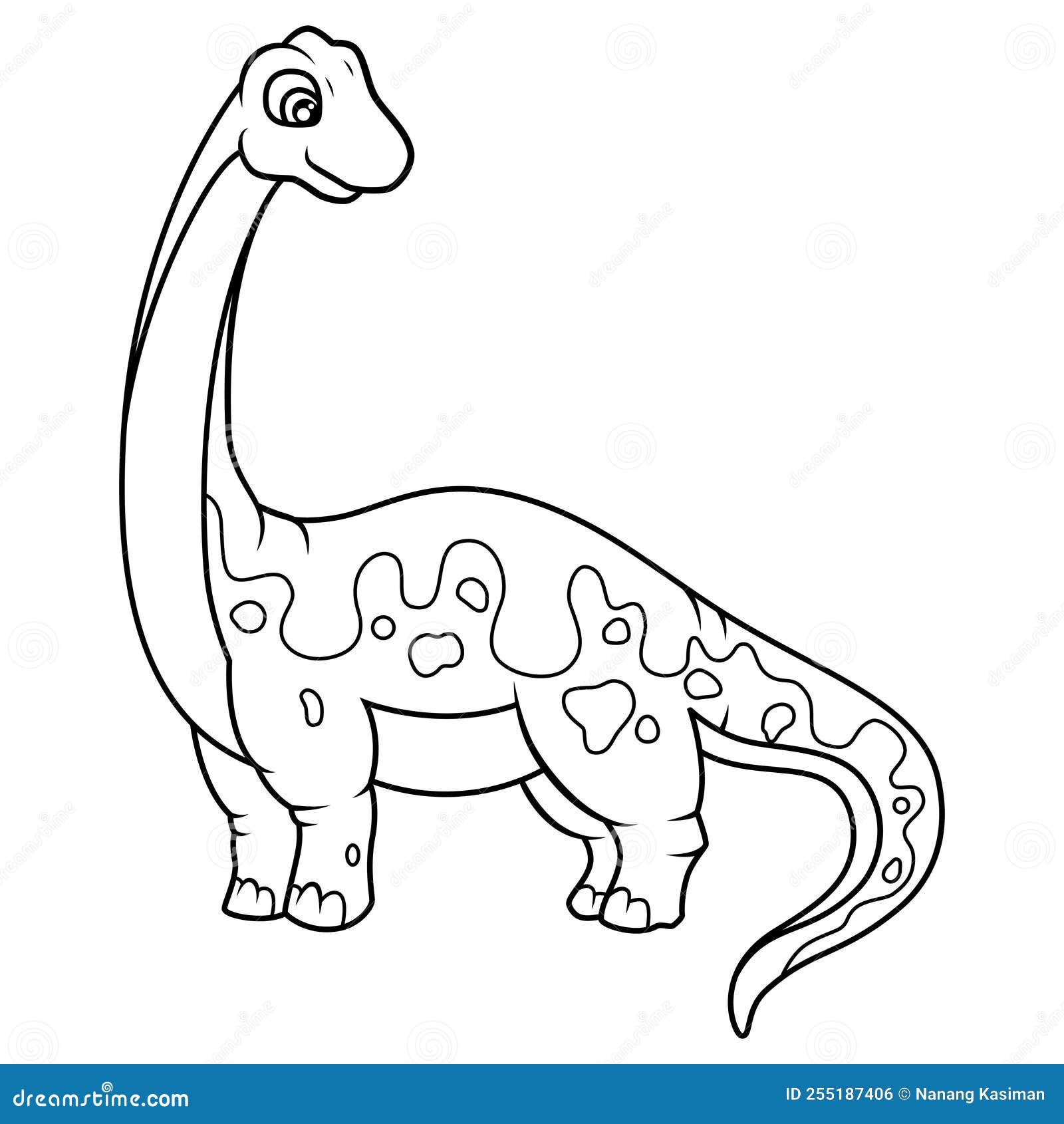 Hand Drawn of Brontosaurus Line Art Stock Vector - Illustration of ...