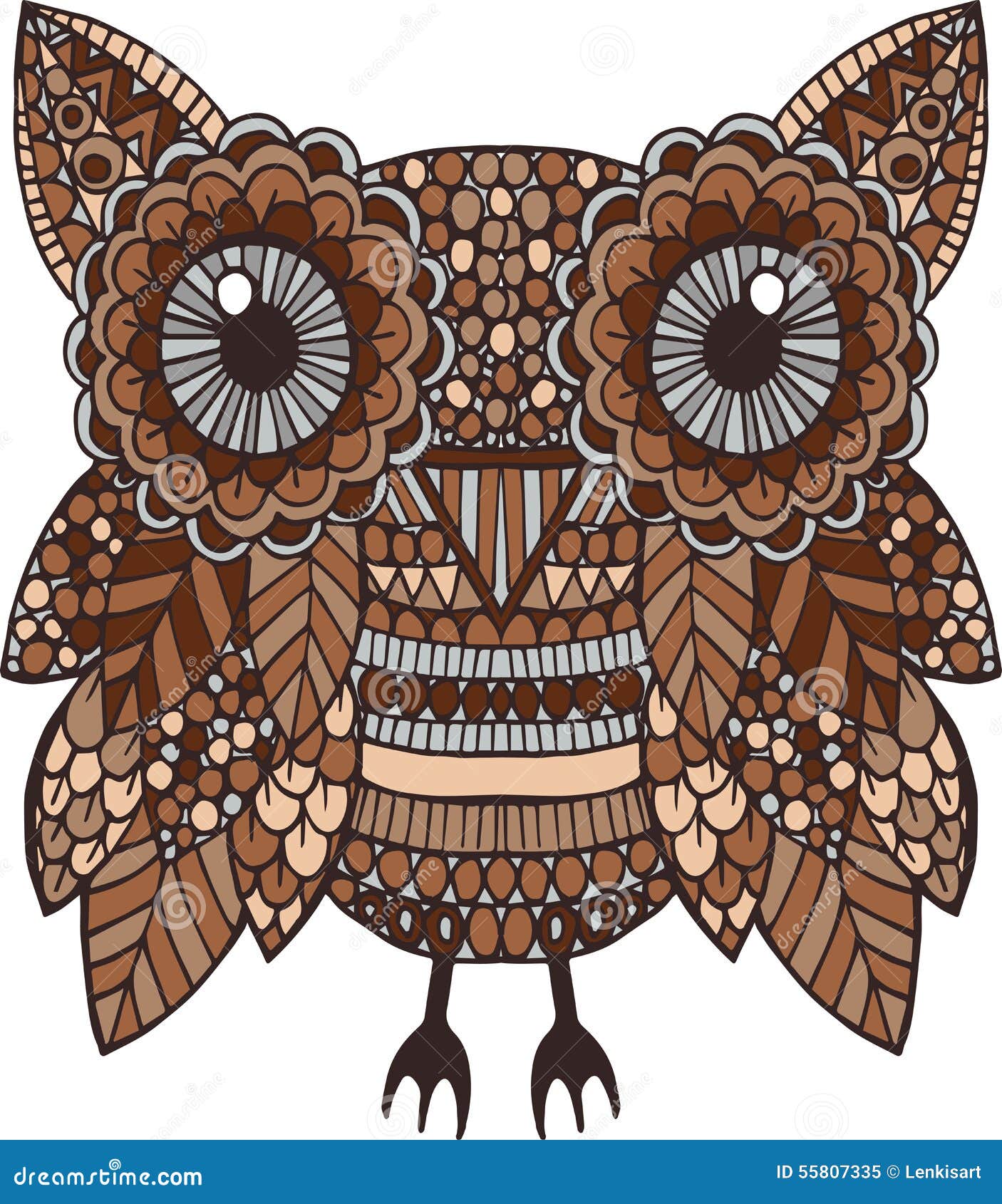 Hand Drawn Brown Colorful Vector Doodle Owl Illustration Stock Vector ...