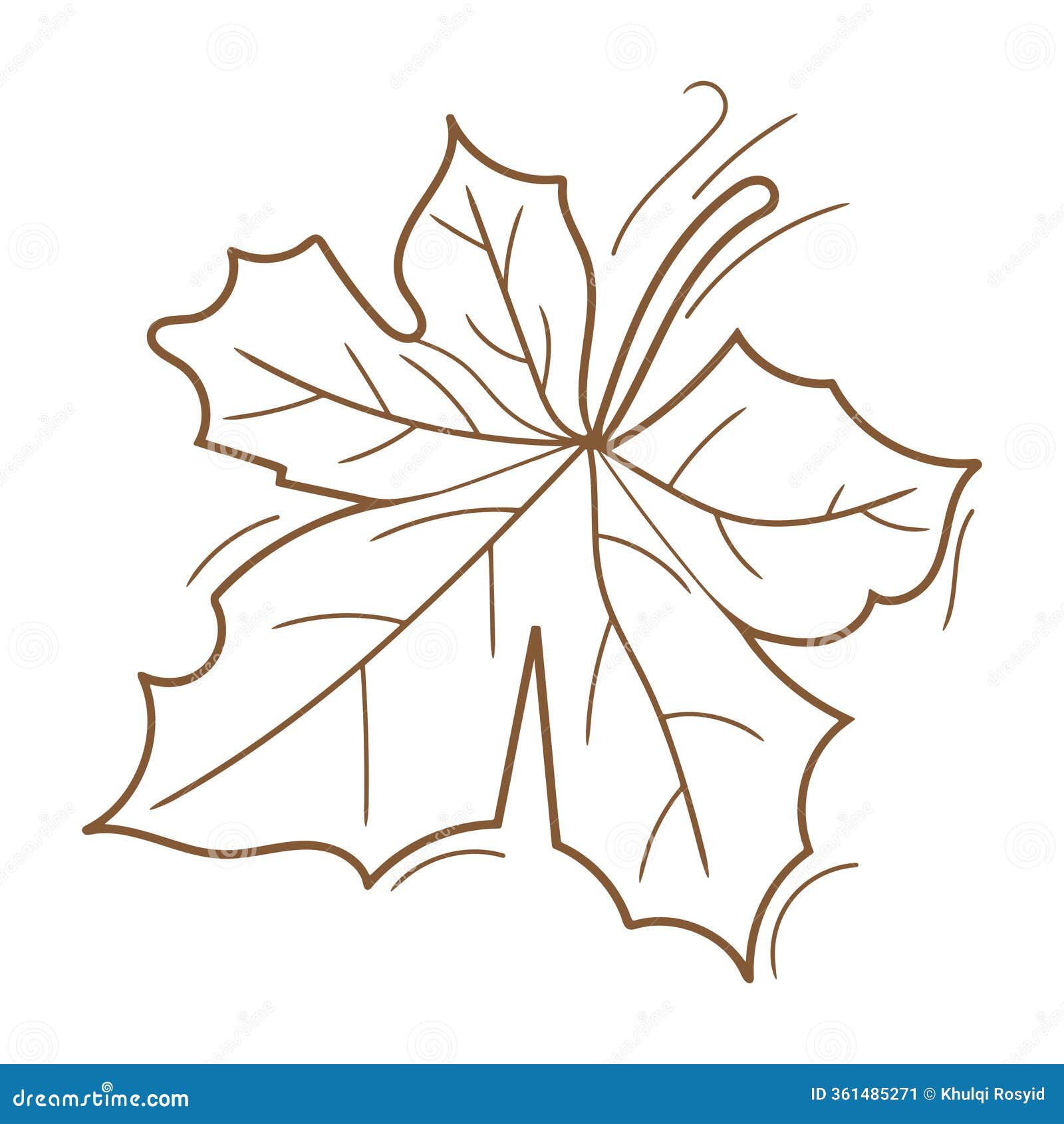 Hand Drawn Brown Maple Leaf Line Art Stock Vector - Illustration of ...