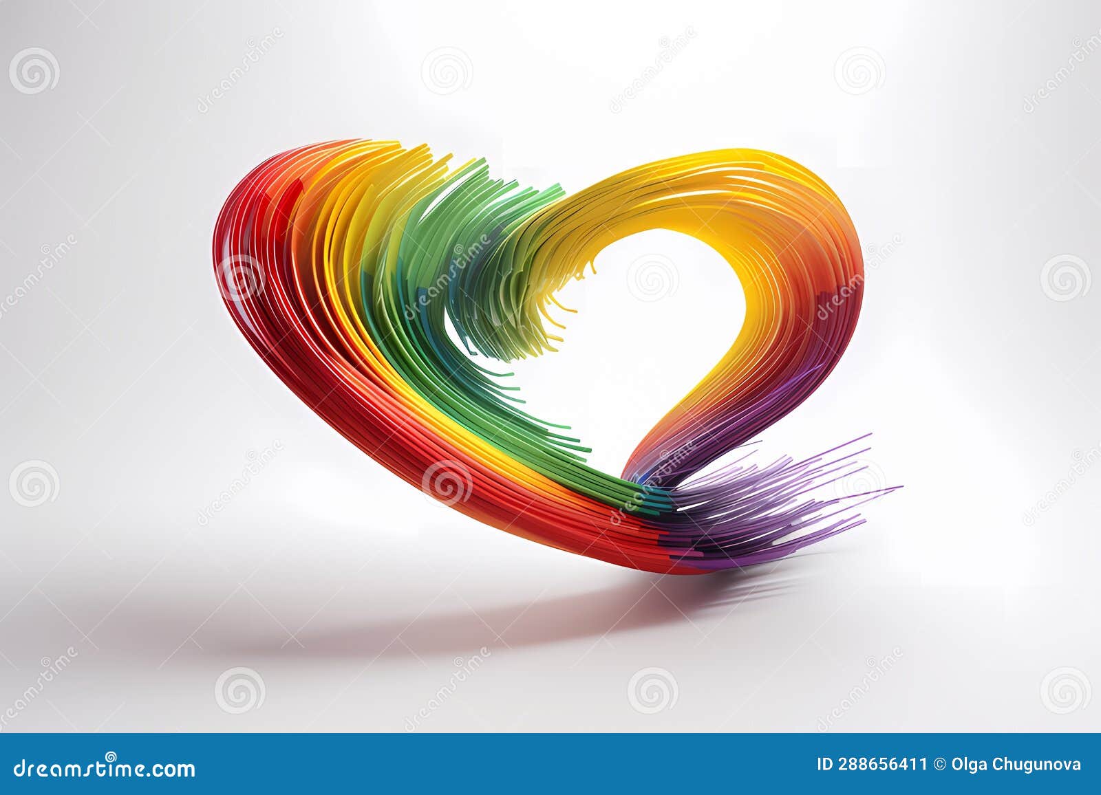 Hand Drawn Brush Heart in Rainbow Colors. Paints and Brush Stock ...