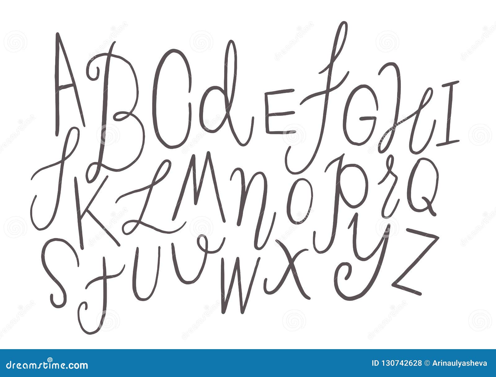 Hand Drawn Brush Ink Vector ABC Upper and Lower Case Letters Set ...