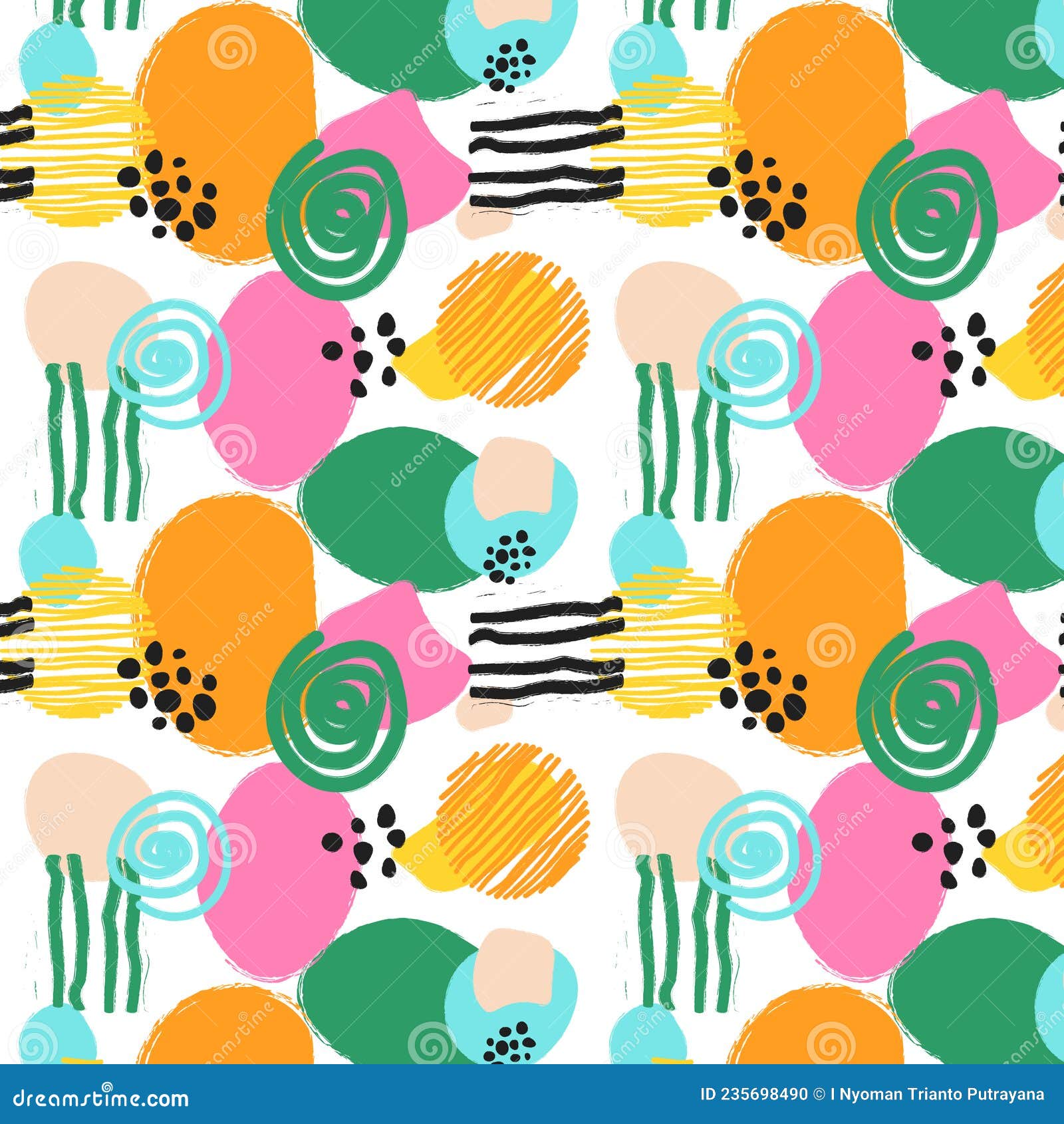 Hand Drawn Brush Pattern Background with Abstract Shape Stock Vector ...