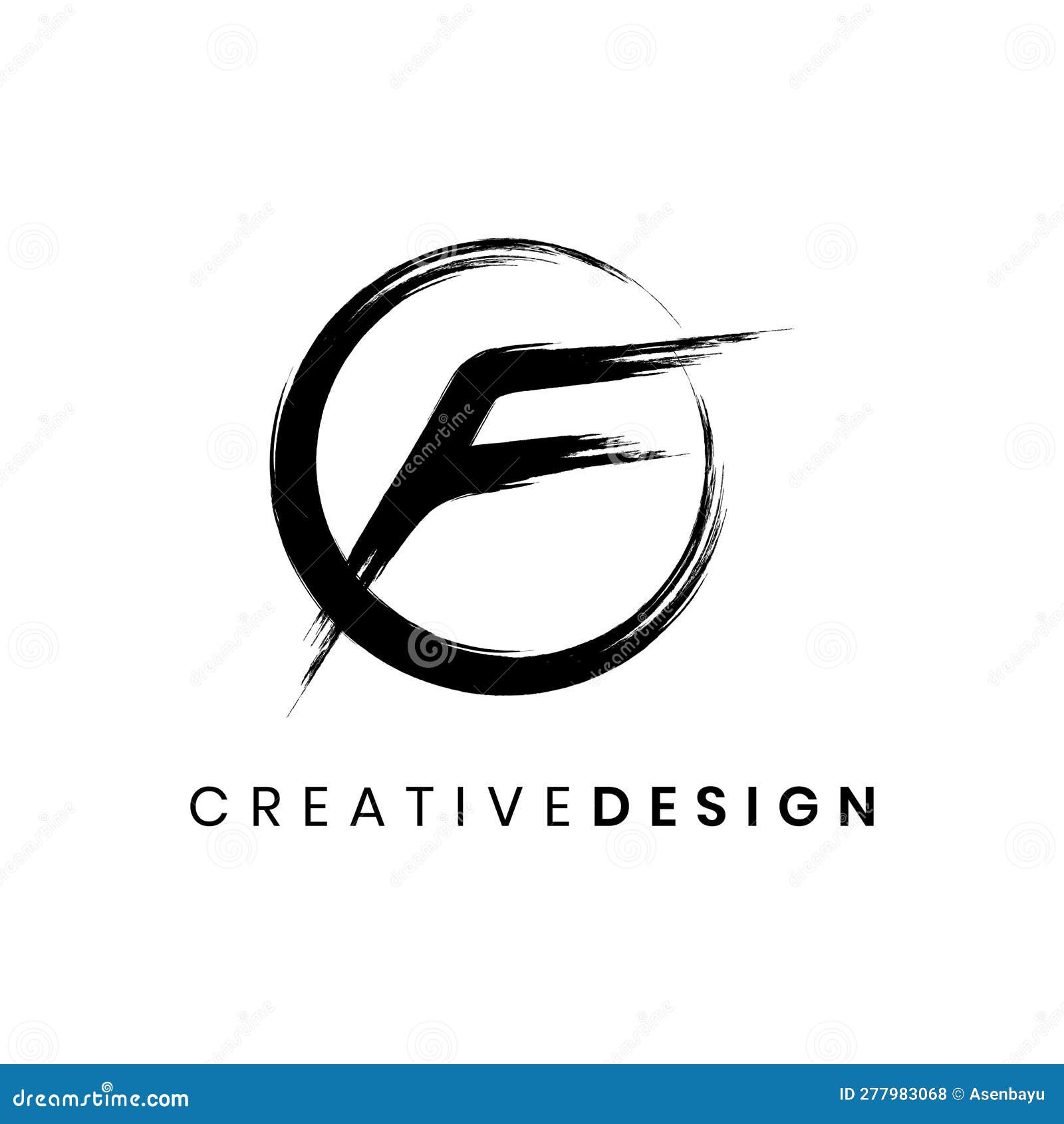 Hand Drawn Brush Stroke Letter F Logo Design Vector Stock Vector ...