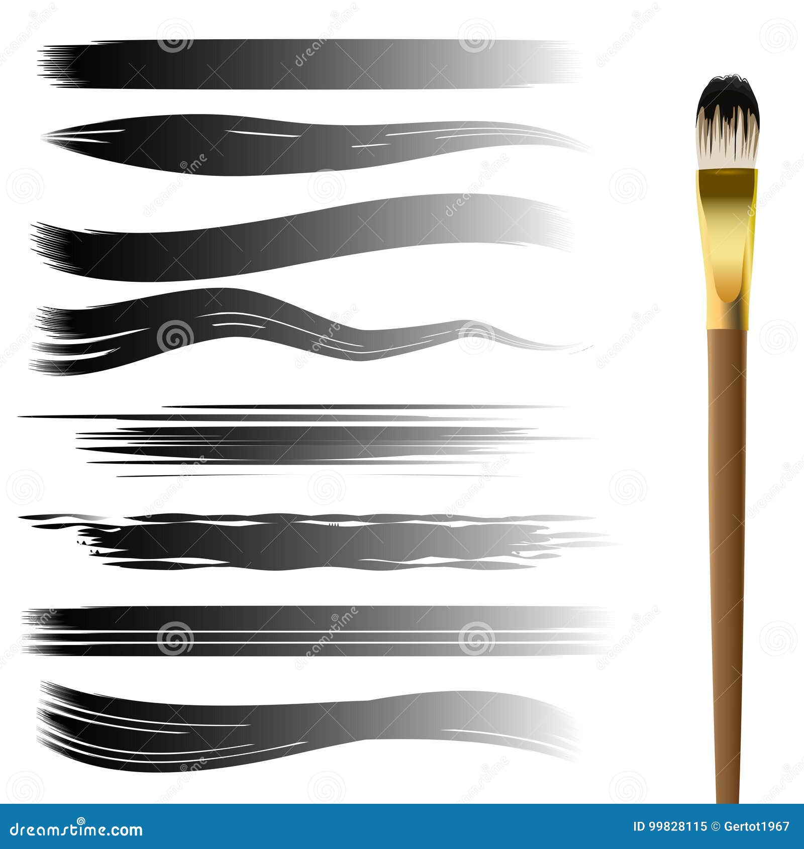 Hand Drawn Brush Strokes Set Stock Vector - Illustration of element ...