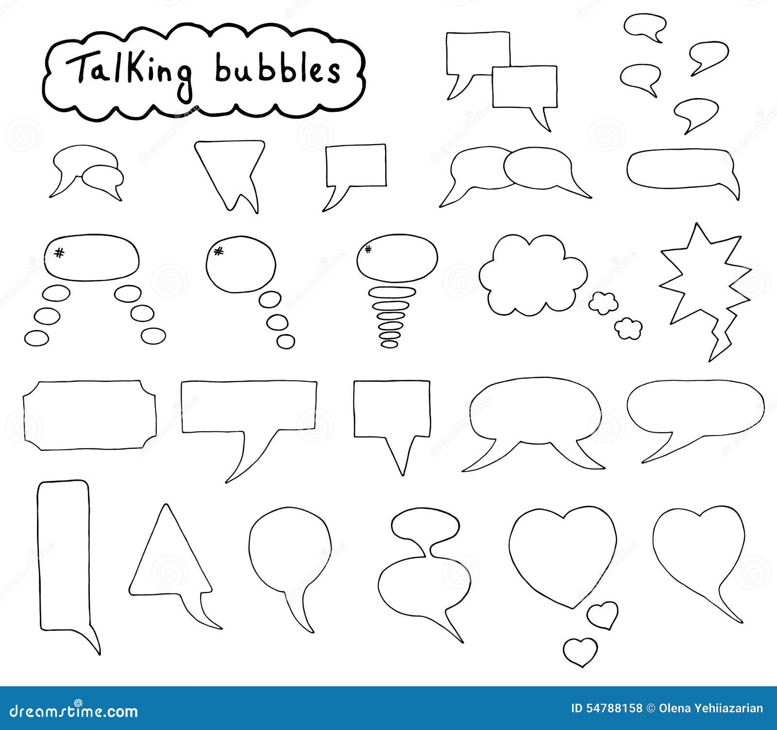 Hand drawn bubbles set stock vector. Illustration of gossip - 54788158