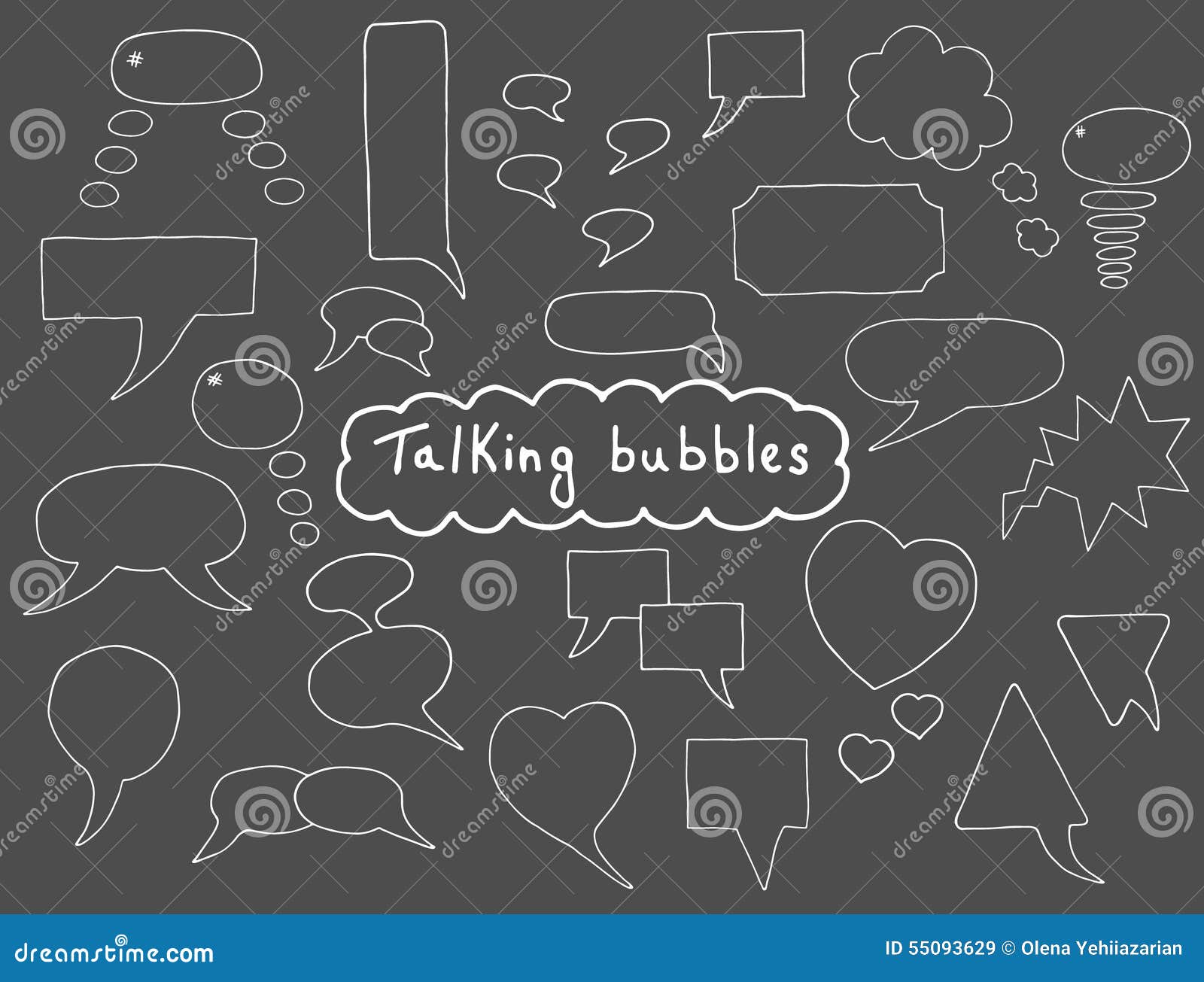 Hand drawn bubbles set stock vector. Illustration of chat - 55093629