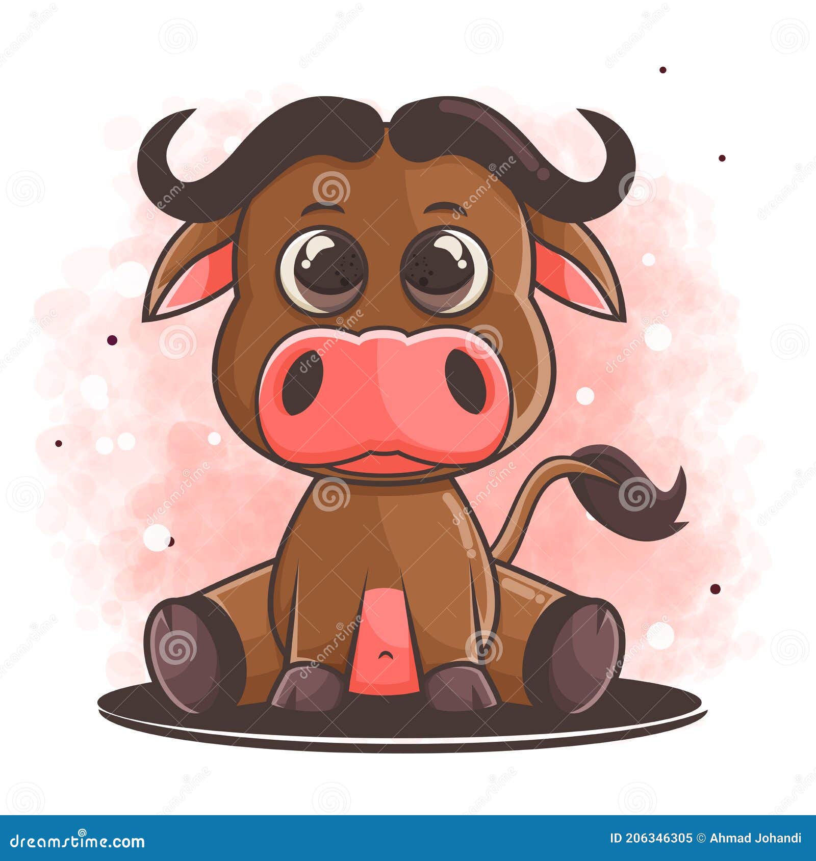 Hand Drawn Buffalo Cartoon Character Illustration Stock Vector ...