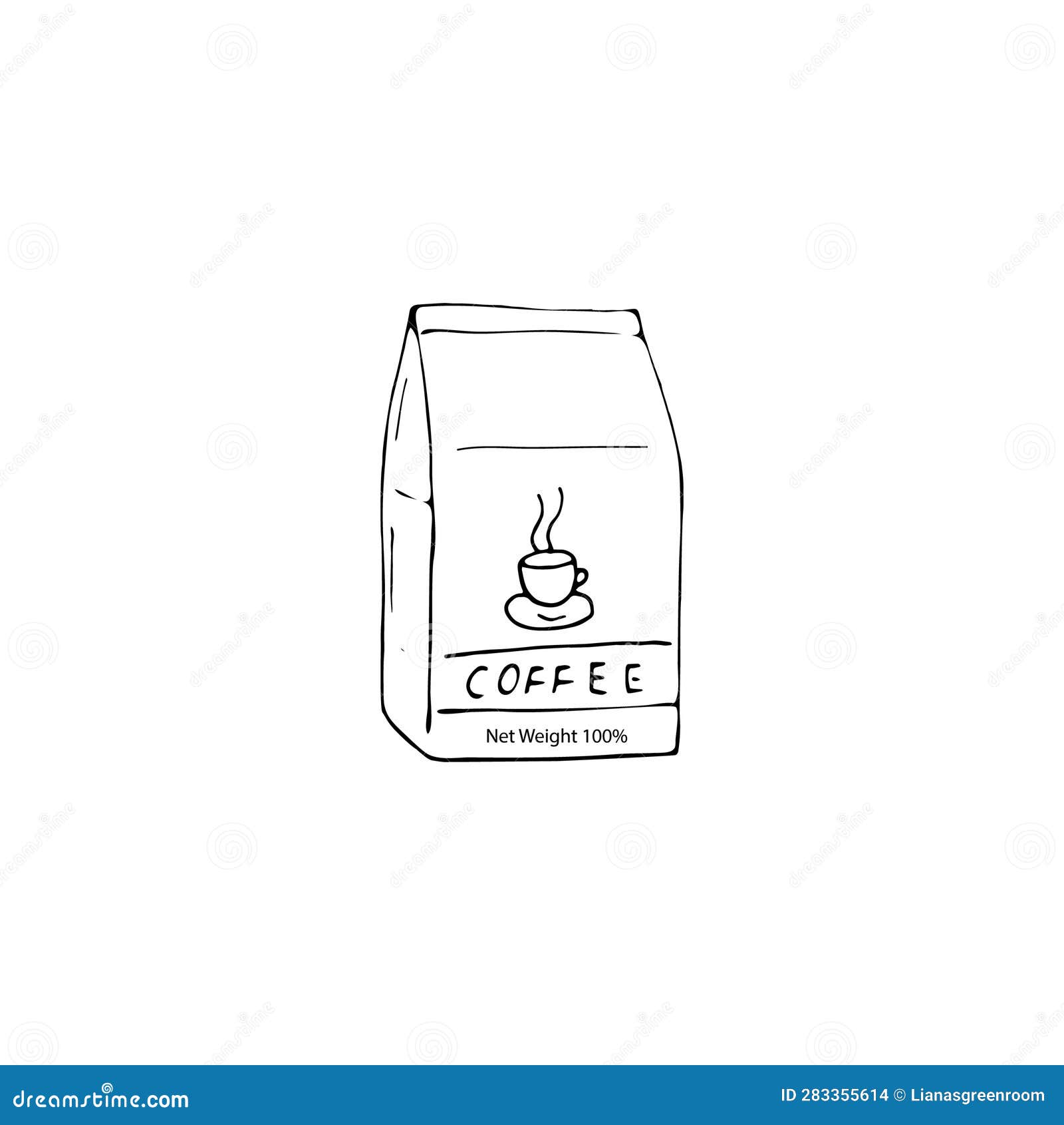 Hand-drawn pack of coffee stock vector. Illustration of sketch - 283355614