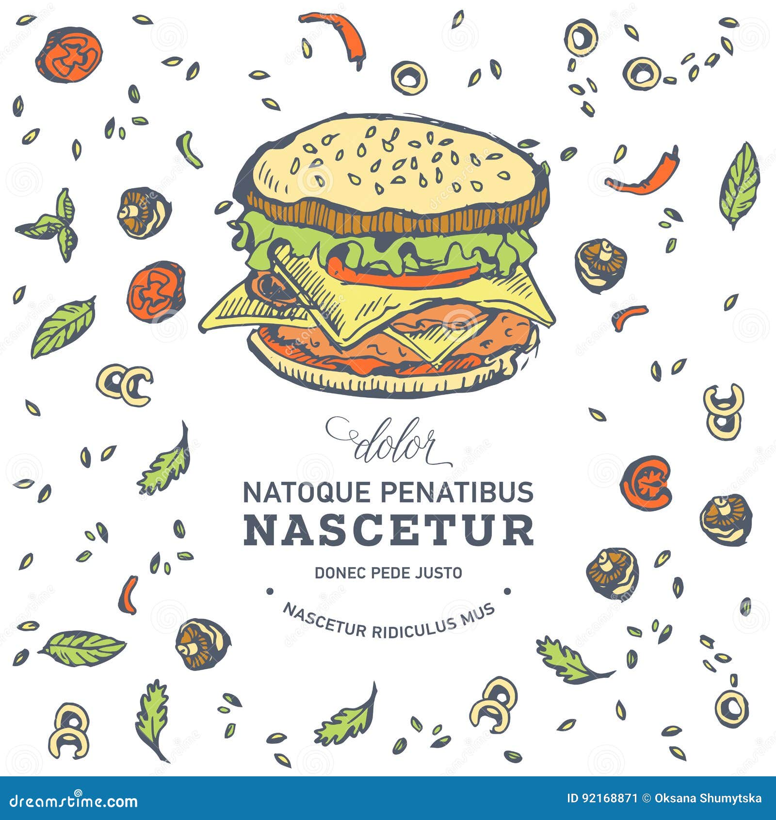 Hand Drawn Burger. Hamburger Design Template Stock Vector ...