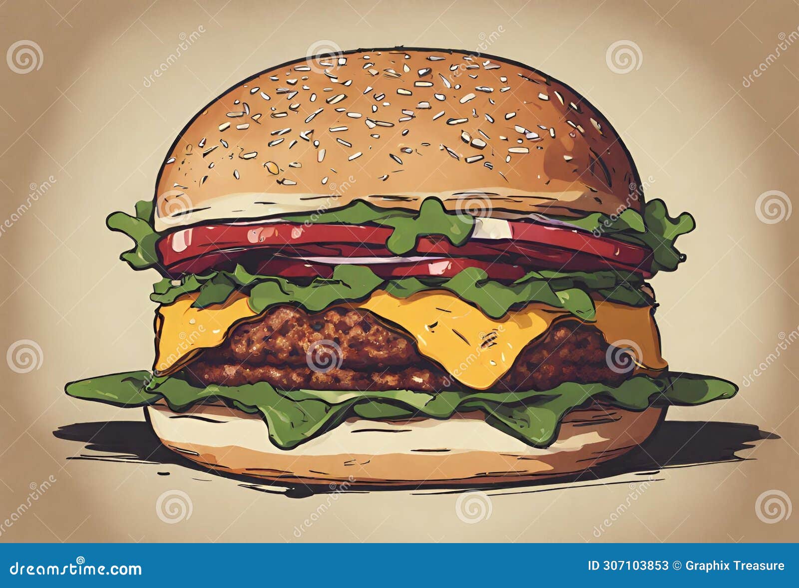 Hand Drawn Burger Illustration Generative AI Stock Illustration ...