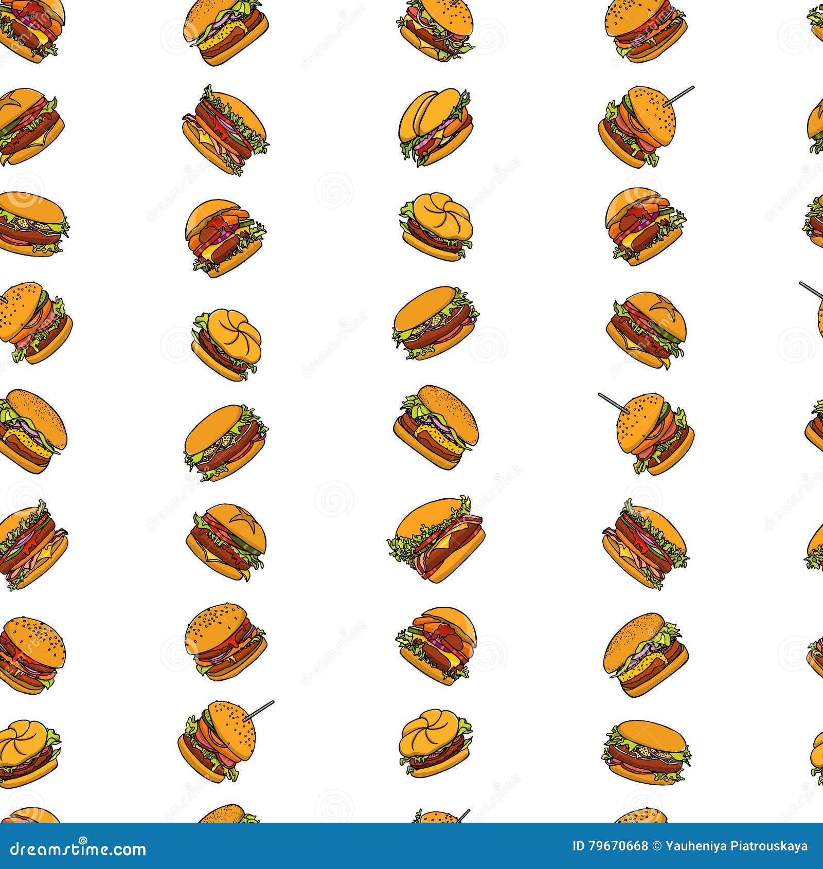 Hand drawn burgers pattern stock vector. Illustration of artwork - 79670668