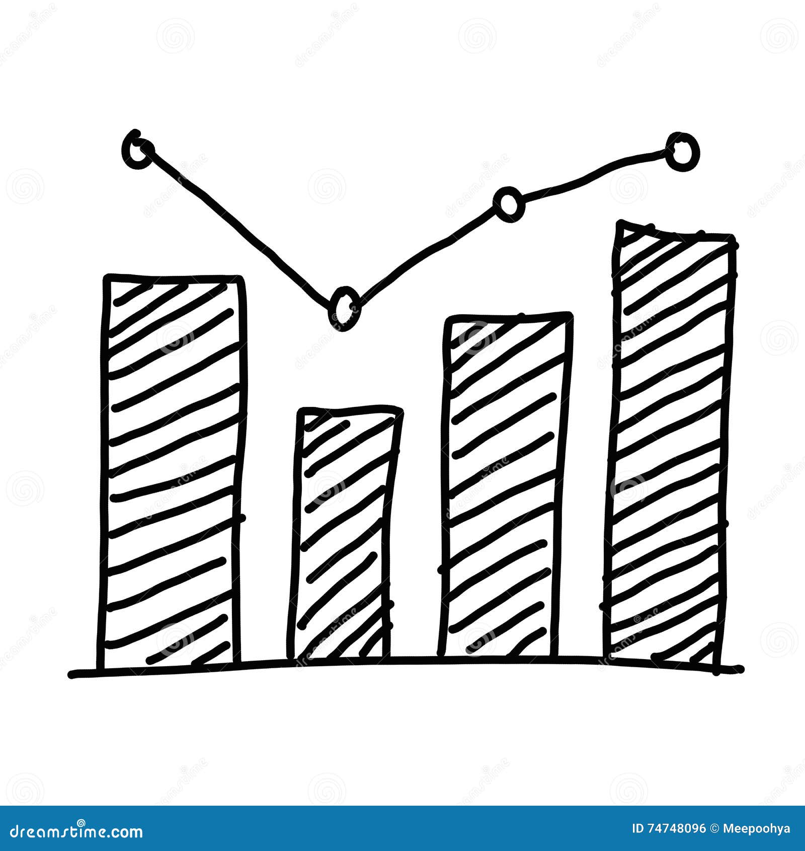 Hand Drawn a Business Bar Graph Show To Concept of Data Processing ...
