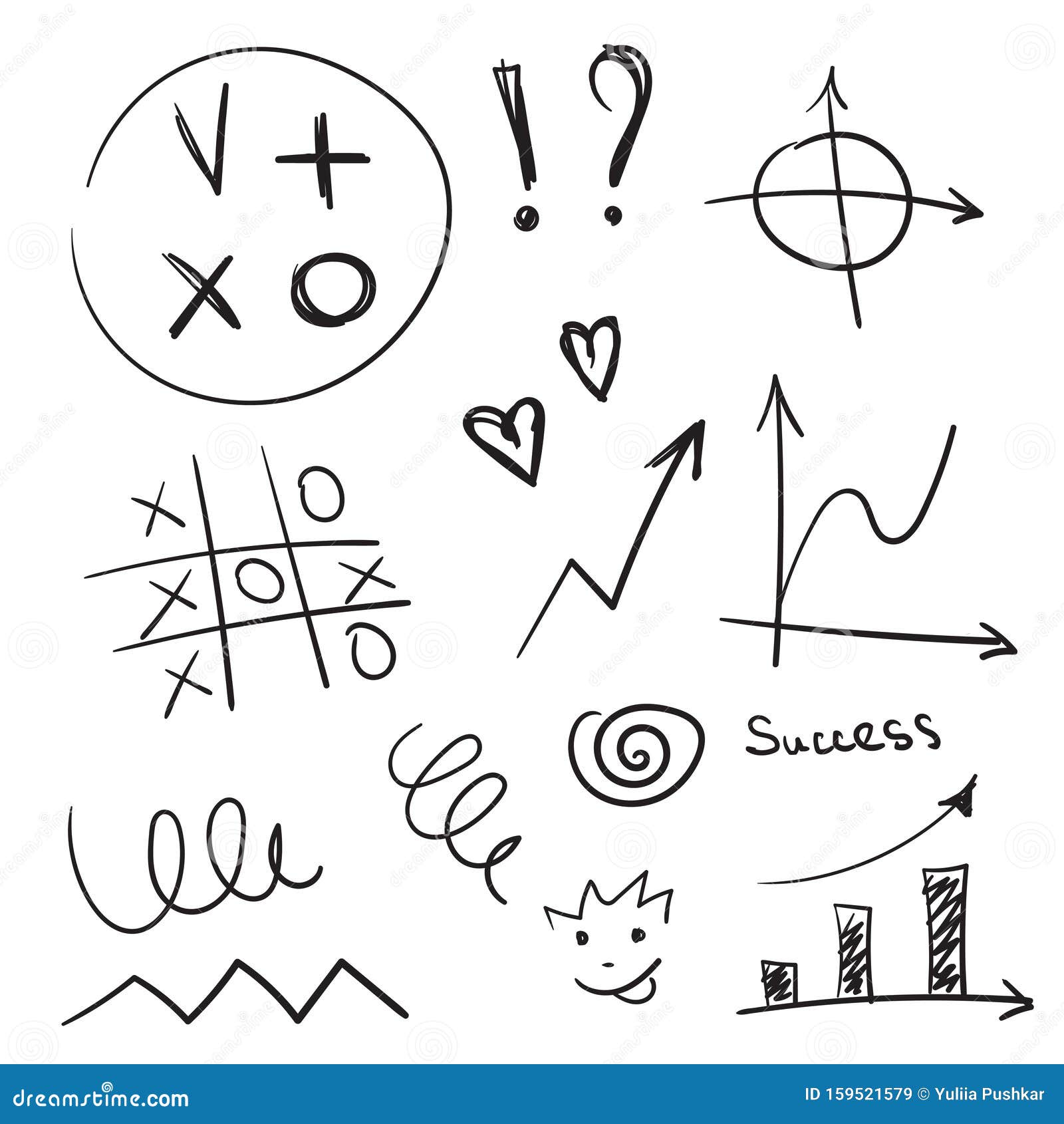 Hand Drawn Business Design Elements. Vector Set of Doodle Sketches ...